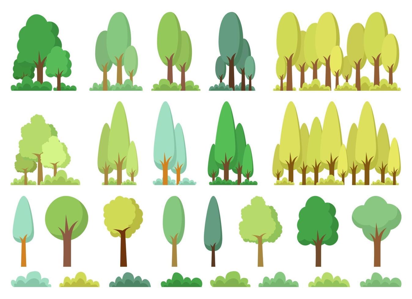 Tree set vector design illustration set isolated on white background ...