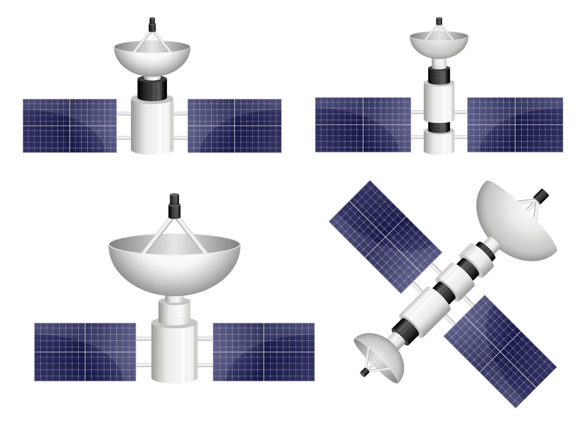 Satellite vector design illustration set isolated on white background ...