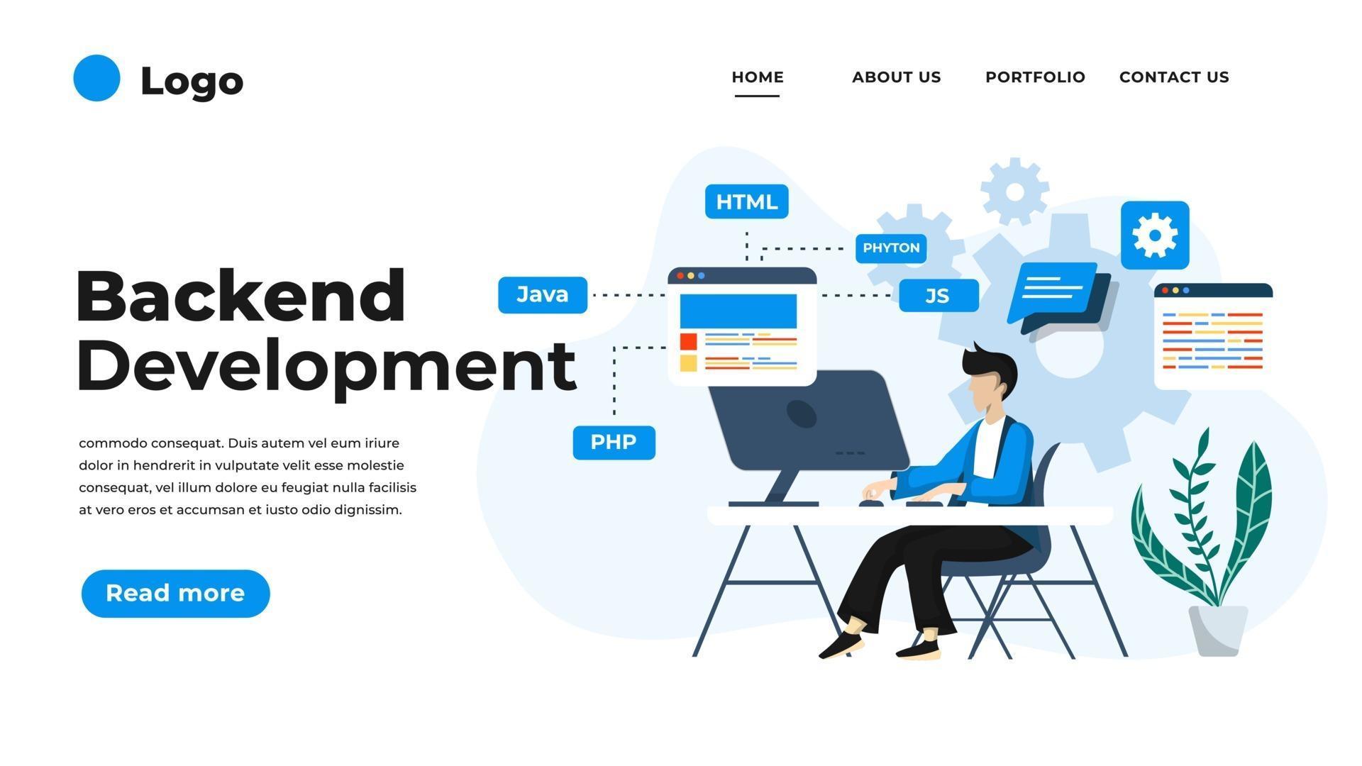Modern flat design illustration of Backend Development. 2006382 Vector ...