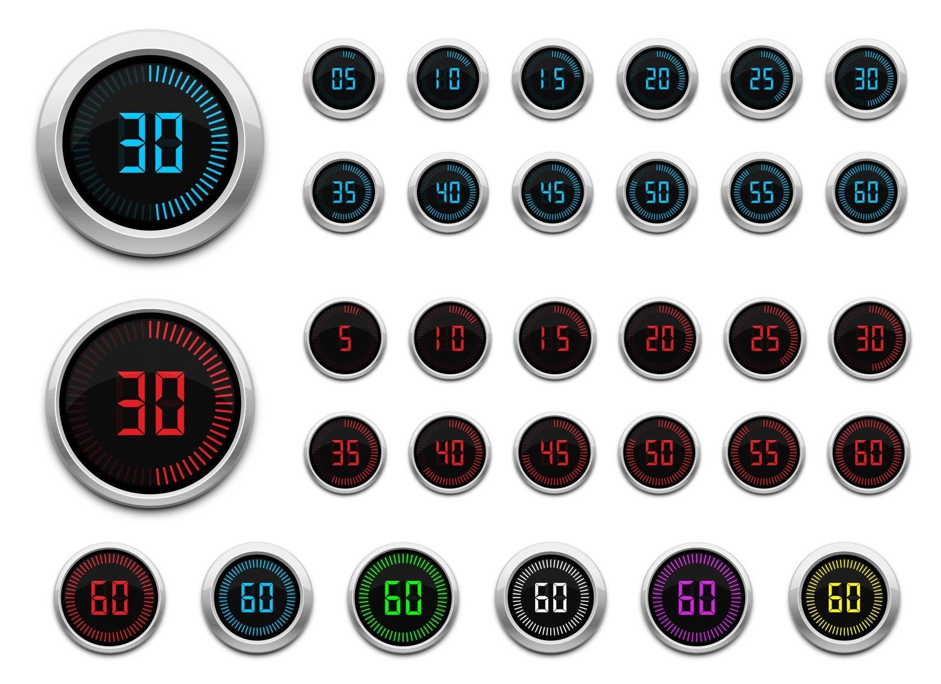 Digital timer vector design illustration set isolated on white ...