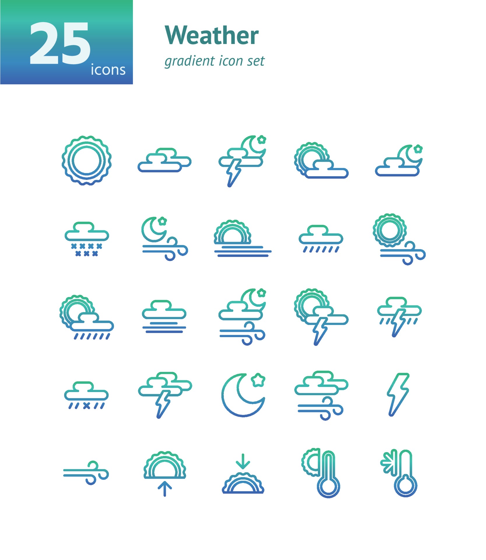 Weather gradient icon set. Vector and Illustration. 2006626 Vector Art ...