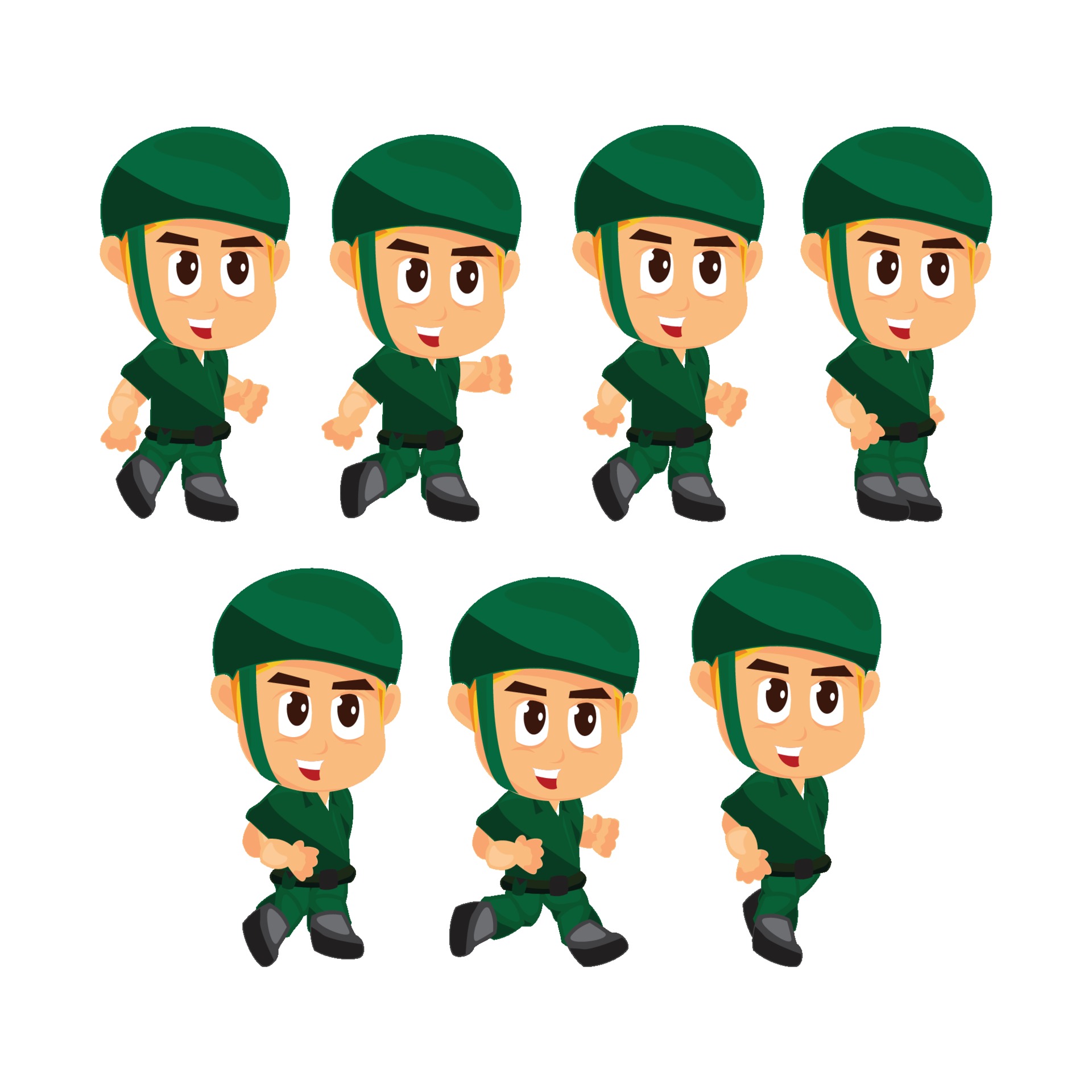 Soldier Running game character set 2007697 Vector Art at Vecteezy