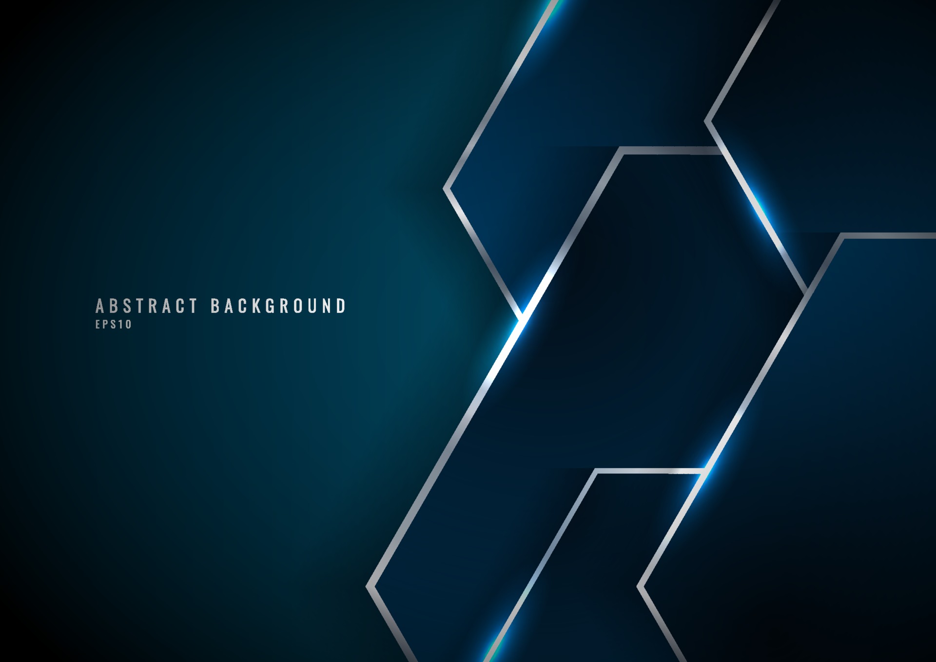 Abstract Blue Geometric Overlapping Layer With Lighting On Dark