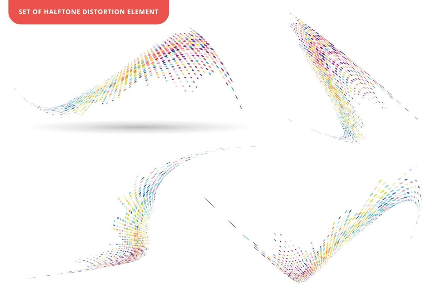 Set Of Abstract Elements Colorful Halftone Texture Dots Pattern Wave Or Distortion Isolated On