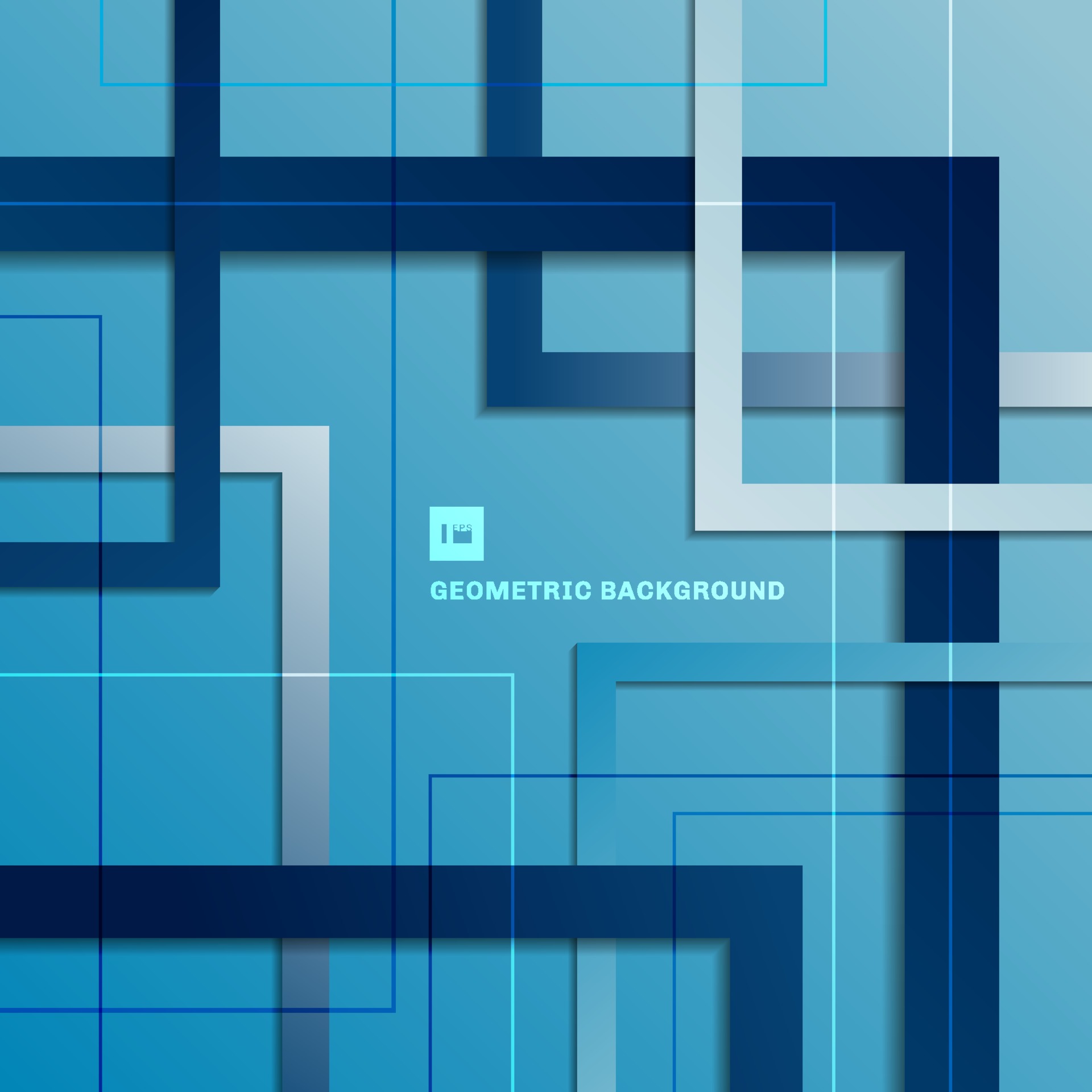 Abstract blue gradient geometric square overlapping layer background ...