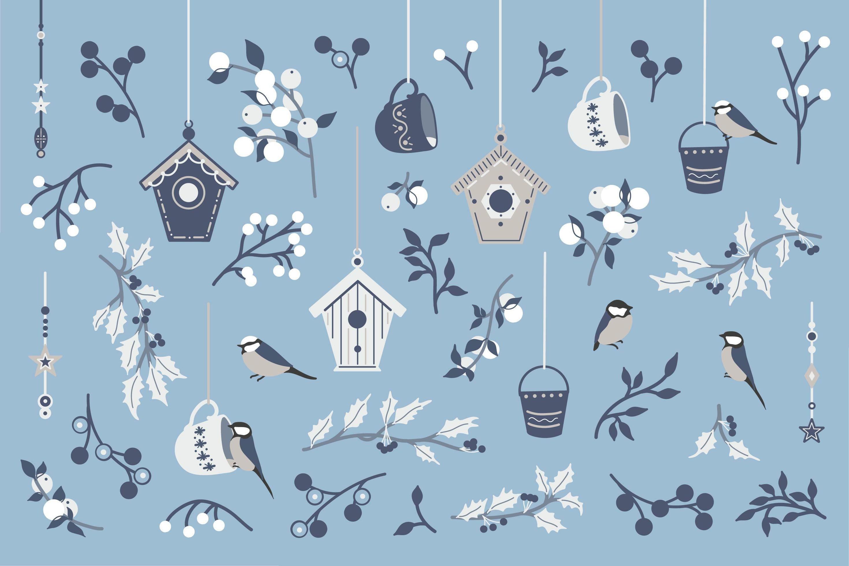 Collection of birds and branches. 2012352 Vector Art at Vecteezy