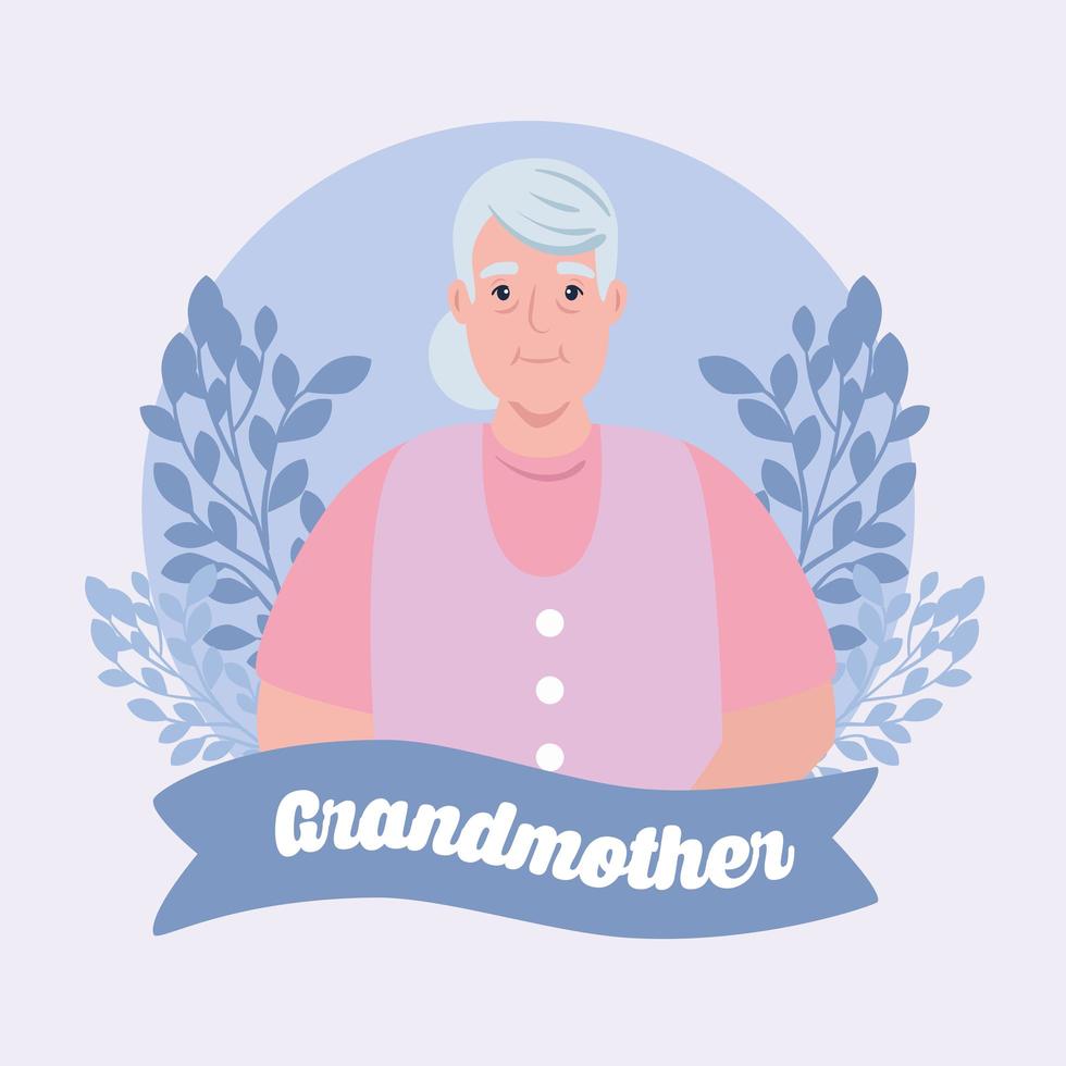 Happy Grand Parents Day With Cute Grandmother And Leaves Decoration happy-grand-parents-day-with-cute-grandmother-and-leaves-decoration