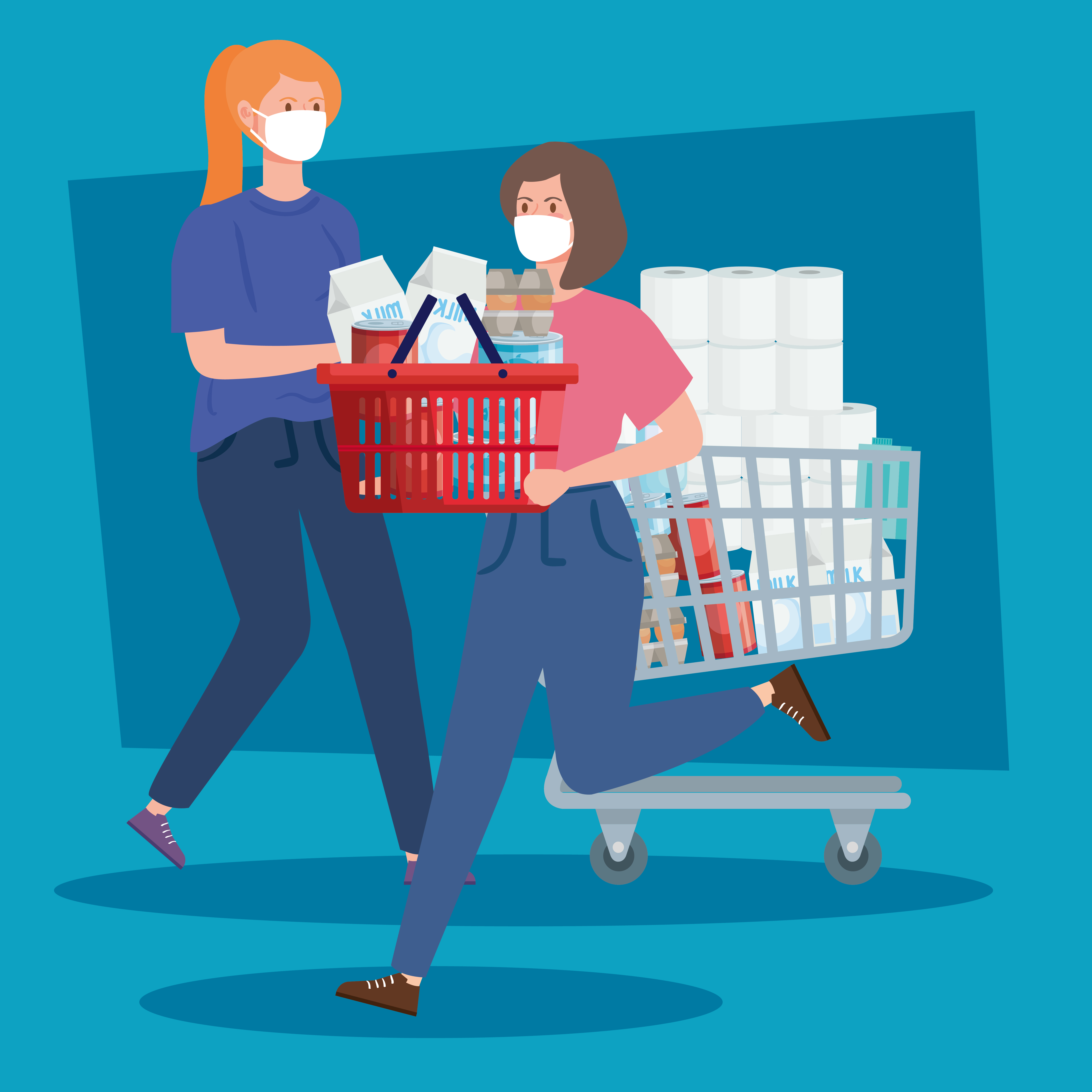 Women Carrying Groceries 2024883 Vector Art At Vecteezy