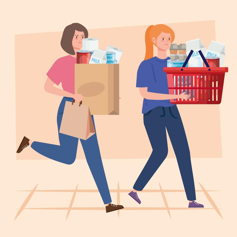 Women Carrying Groceries 2024928 Vector Art At Vecteezy