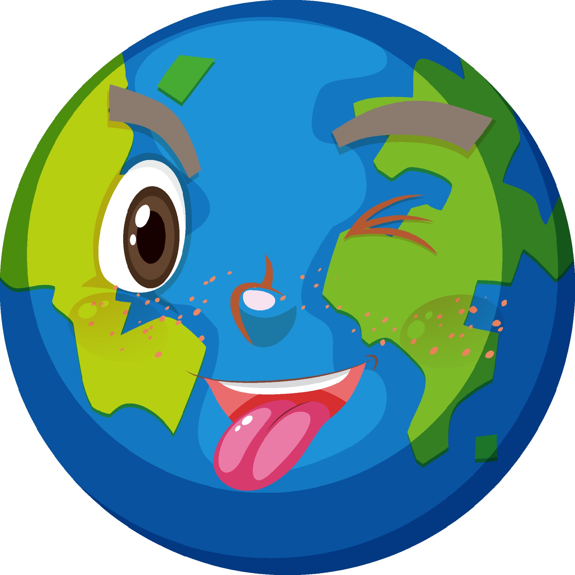 Earth cartoon character with naughty face expression on white ...