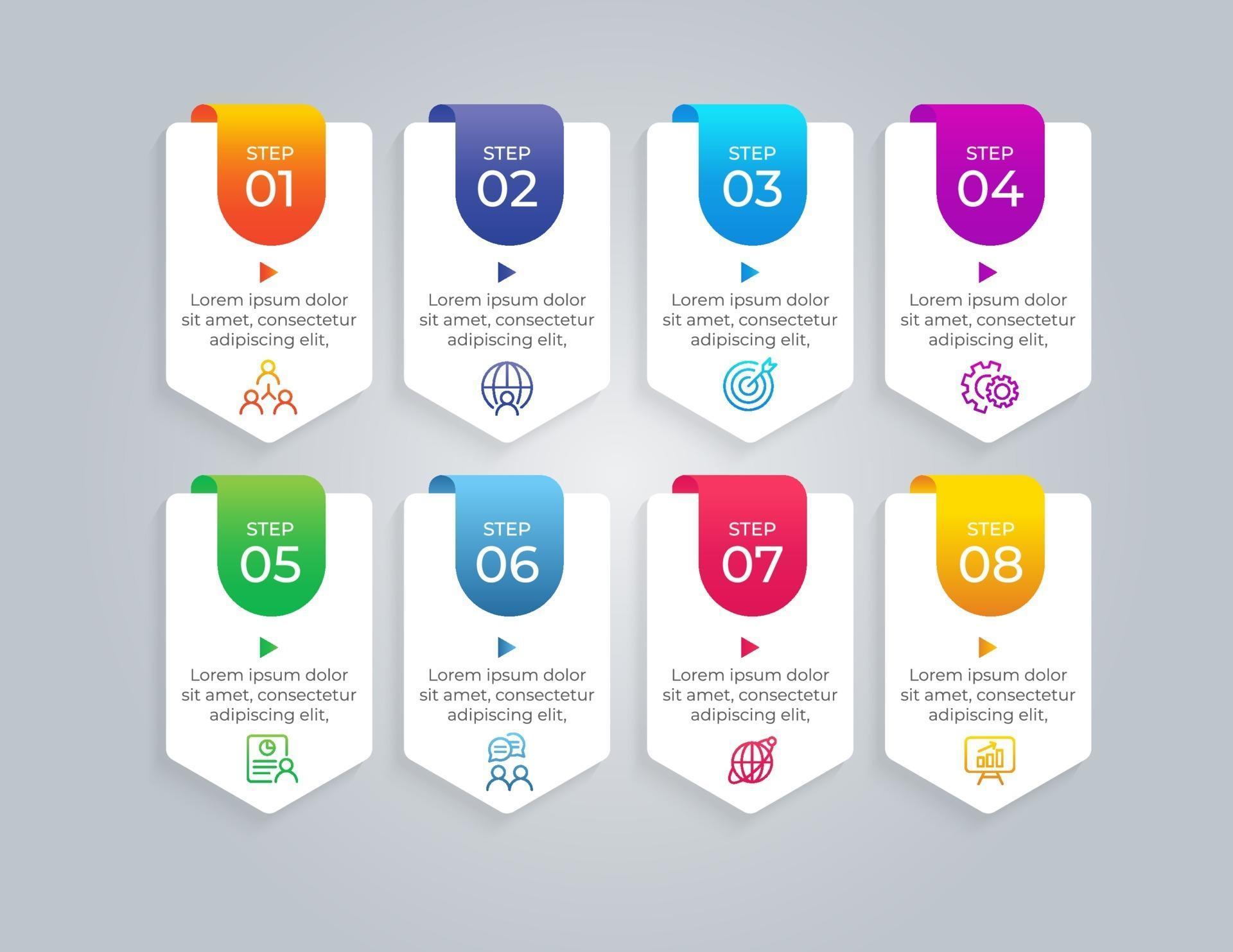 Infographic Template With 8 Steps Or Options 2035206 Vector Art At Vecteezy