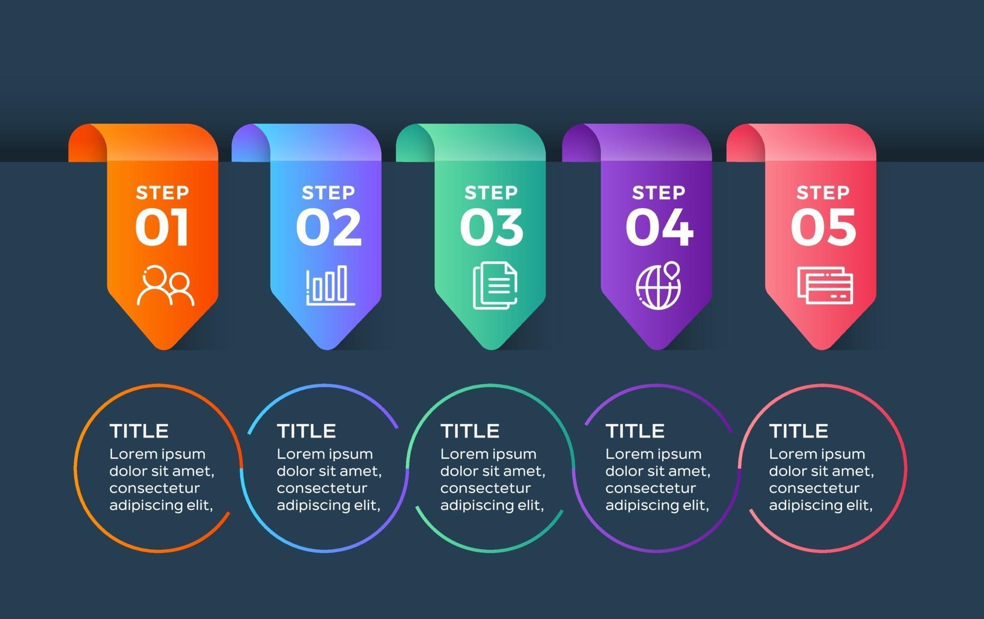 Vector Infographic label design template with icons and 5 options or ...