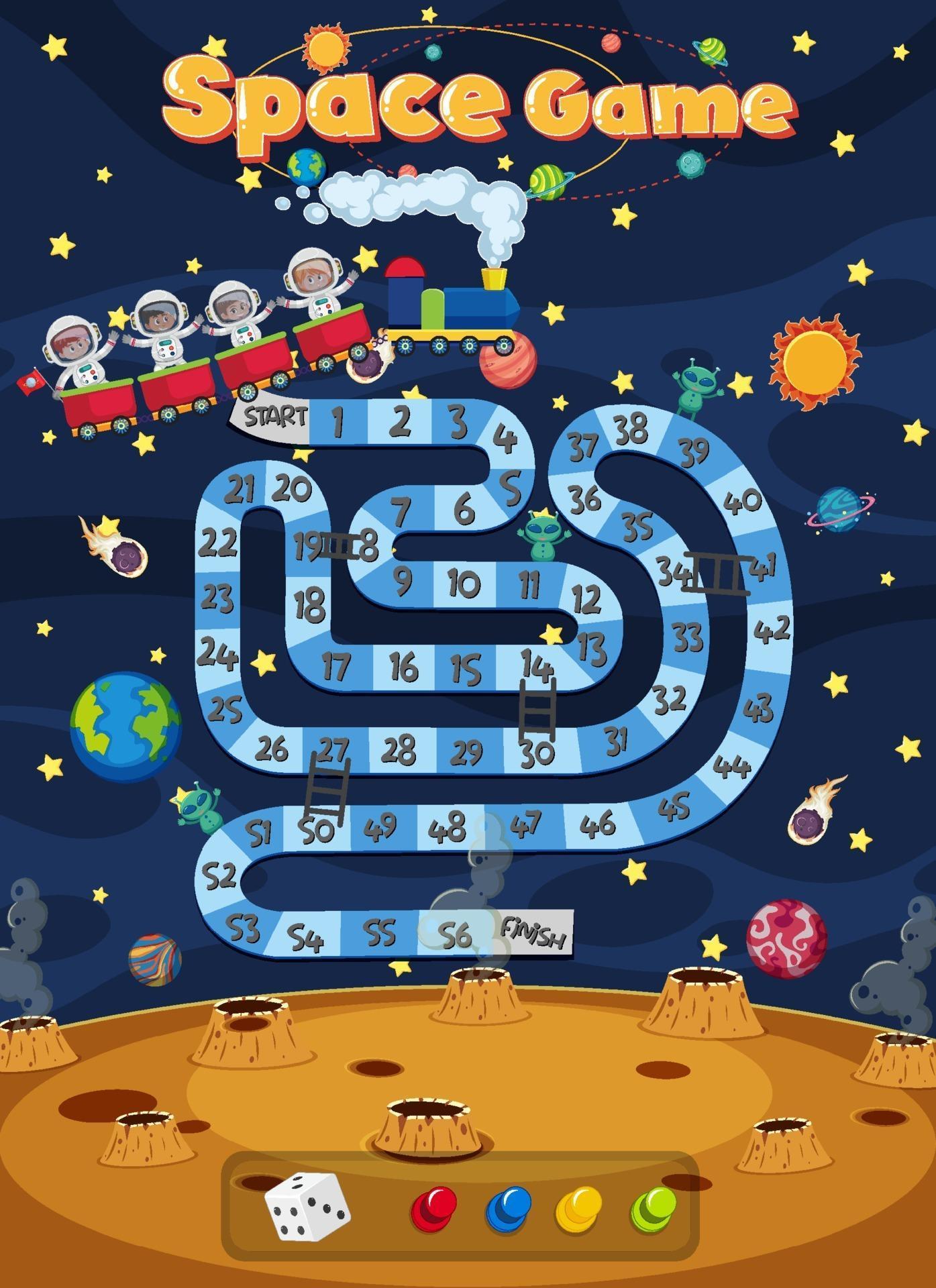 Board Game for kids in outer space style template 2036449 Vector Art at ...