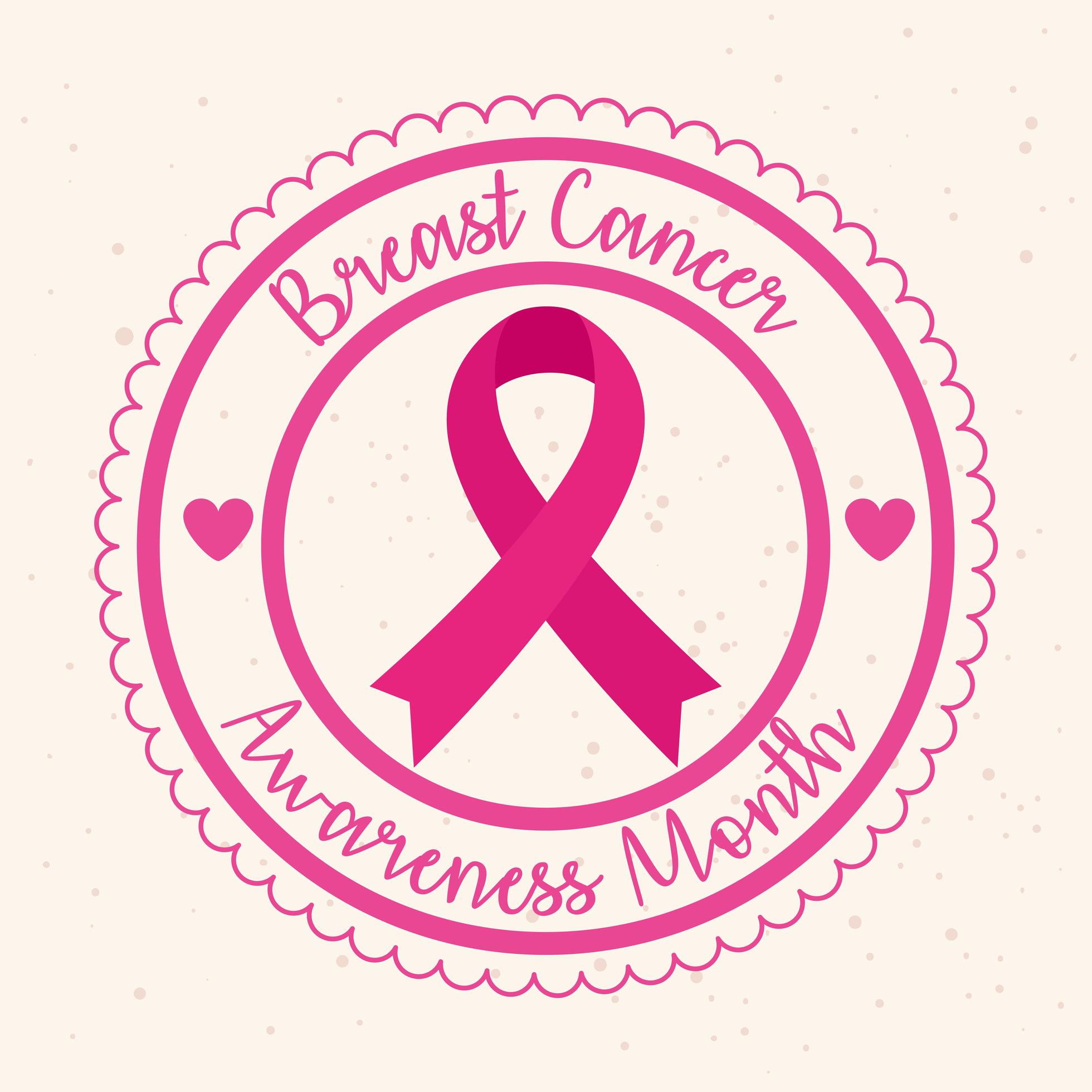 Seal Stamp With Pink Ribbon Symbol Of World Breast Cancer Awareness