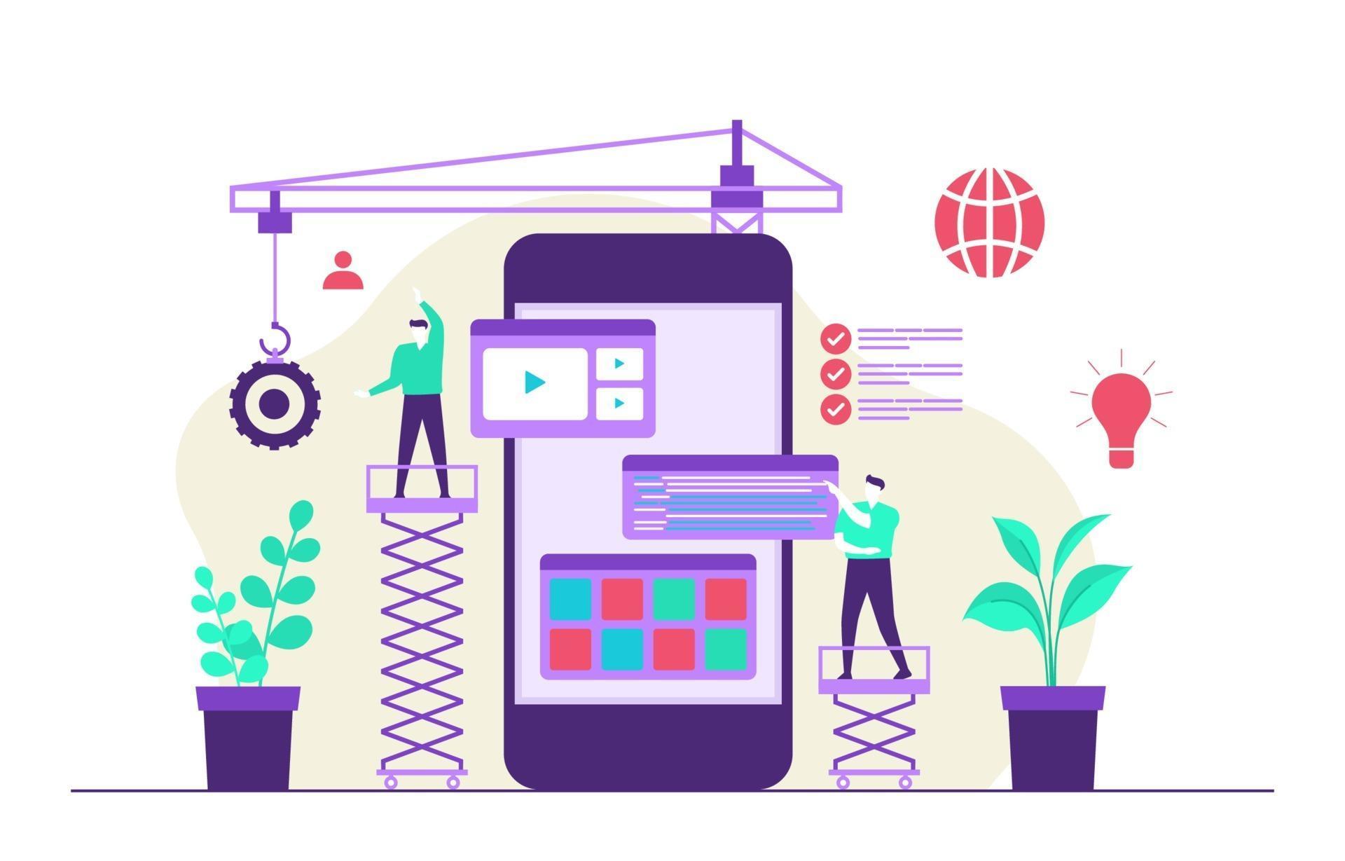 Programmers Developing Mobile App Flat Design Illustration 2045673 ...