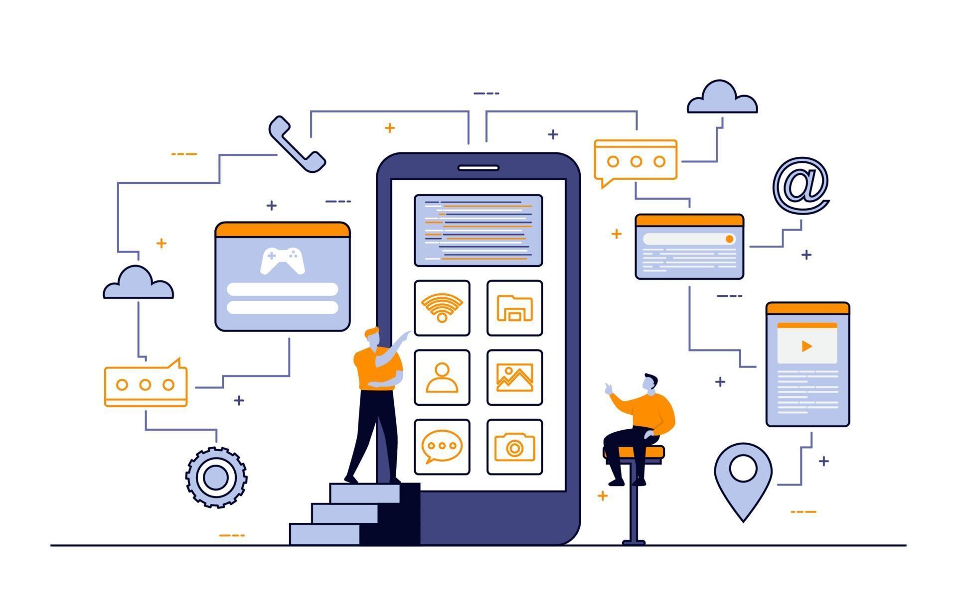 Programmers Developing Mobile App Flat Design Illustration 2045955 ...