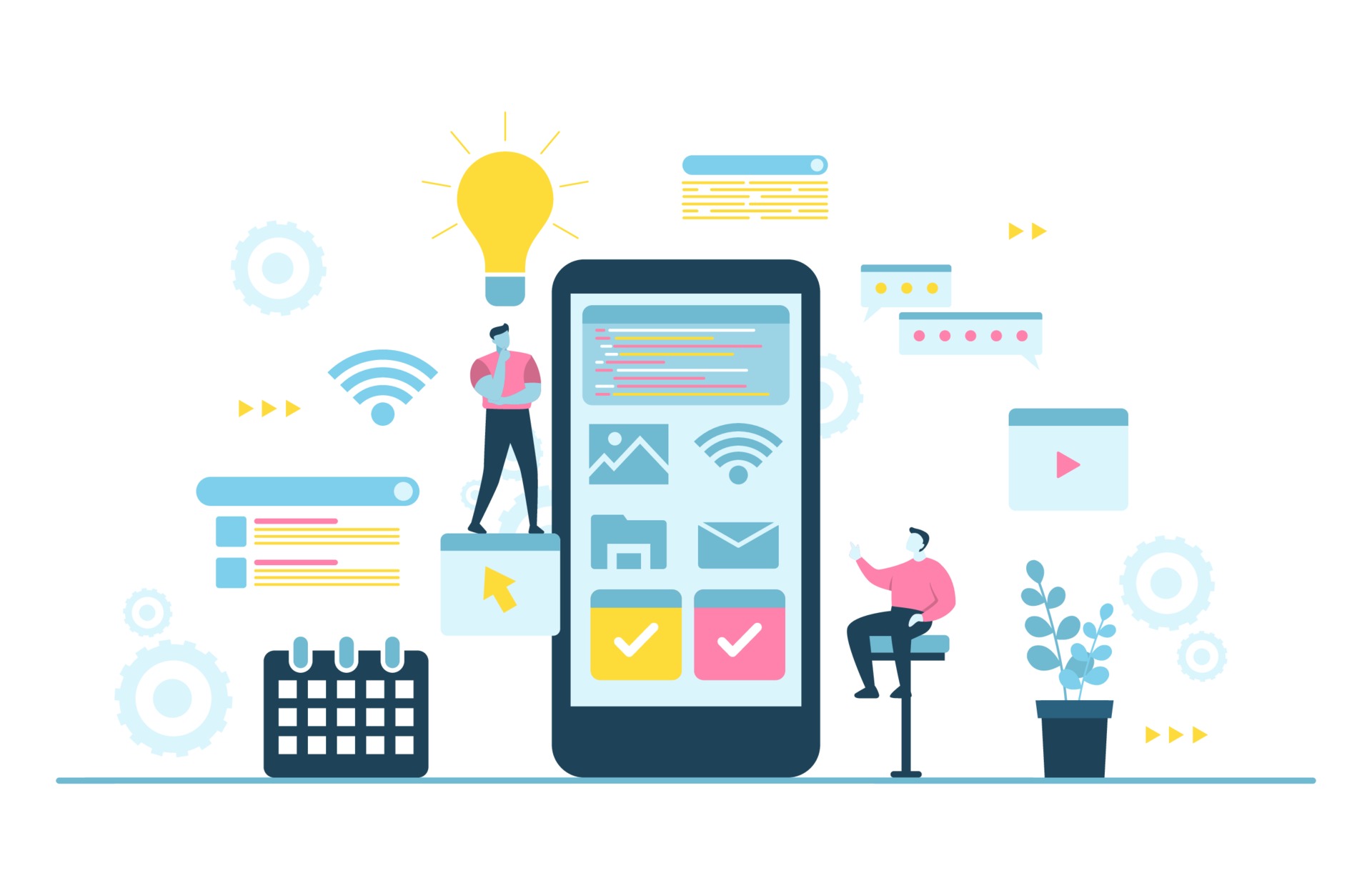 Programmers Developing Mobile App Flat Design Illustration 2045960 ... Programmers Developing Mobile App Flat Design Illustration 2045960 ...