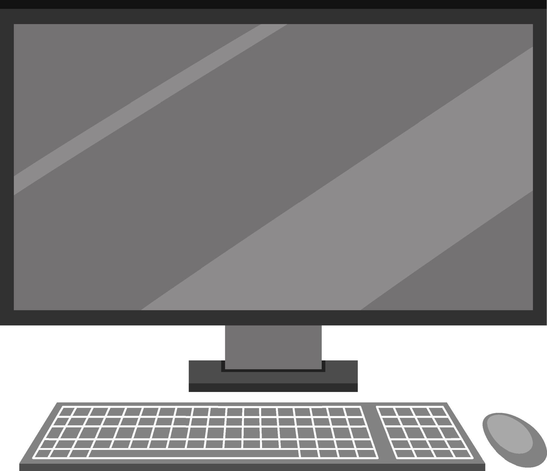 Front of Computer display with mouse and keyboard 2046534 Vector Art at ...