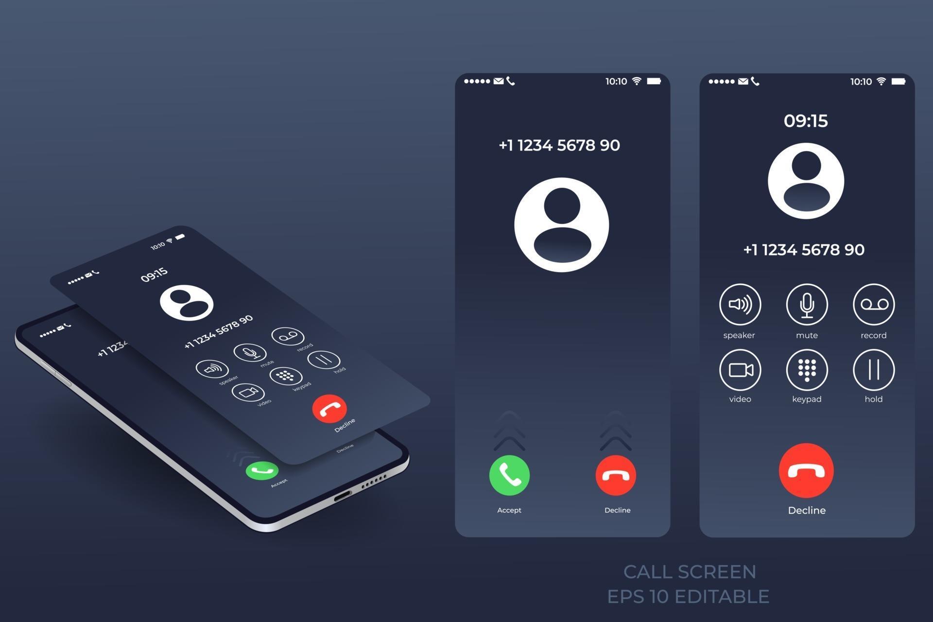Call screen smartphone interface template, Mobile app design layout, UI ...