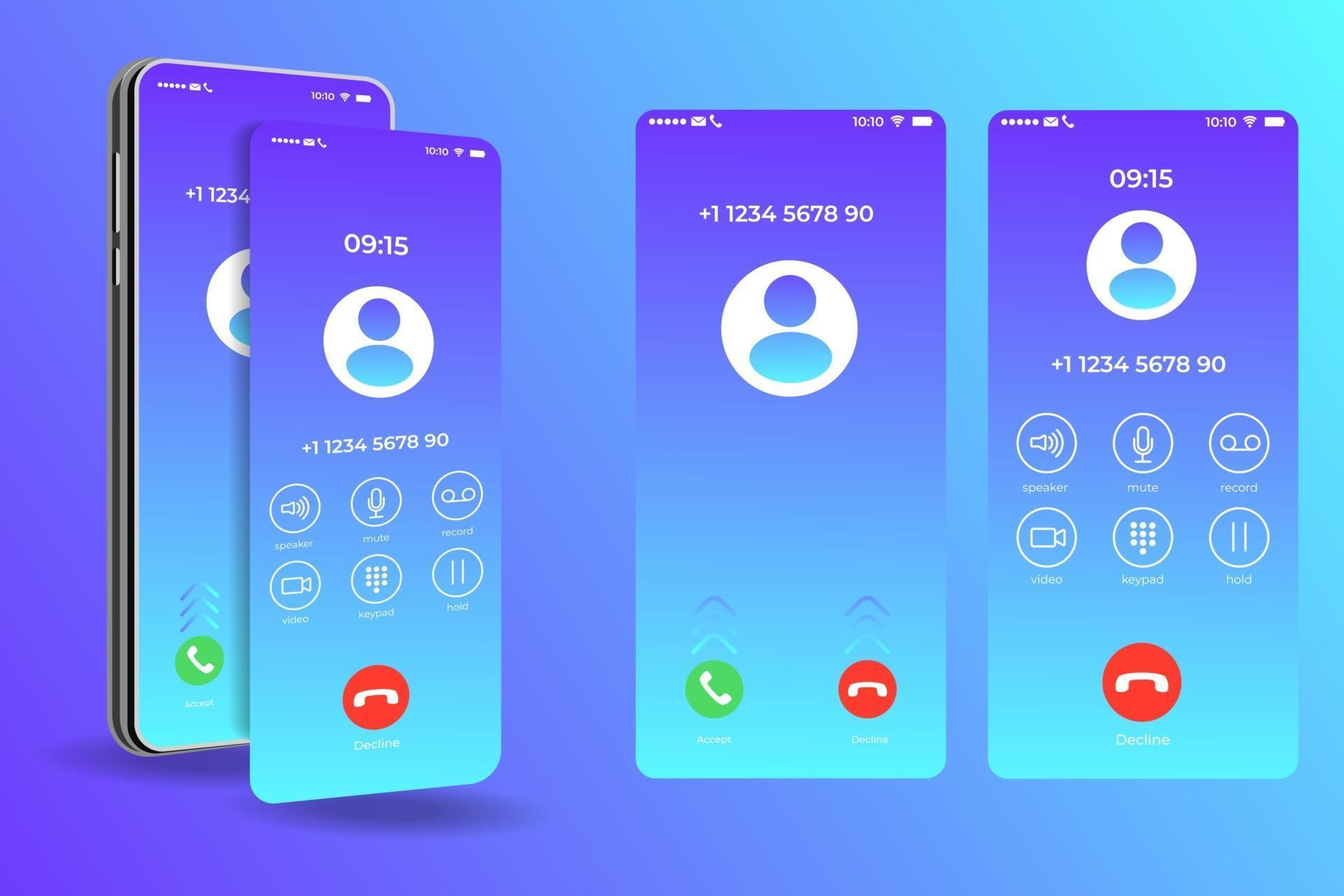 Call Screen Smartphone Interface Template Mobile App Design Layout Ui For Application Vector