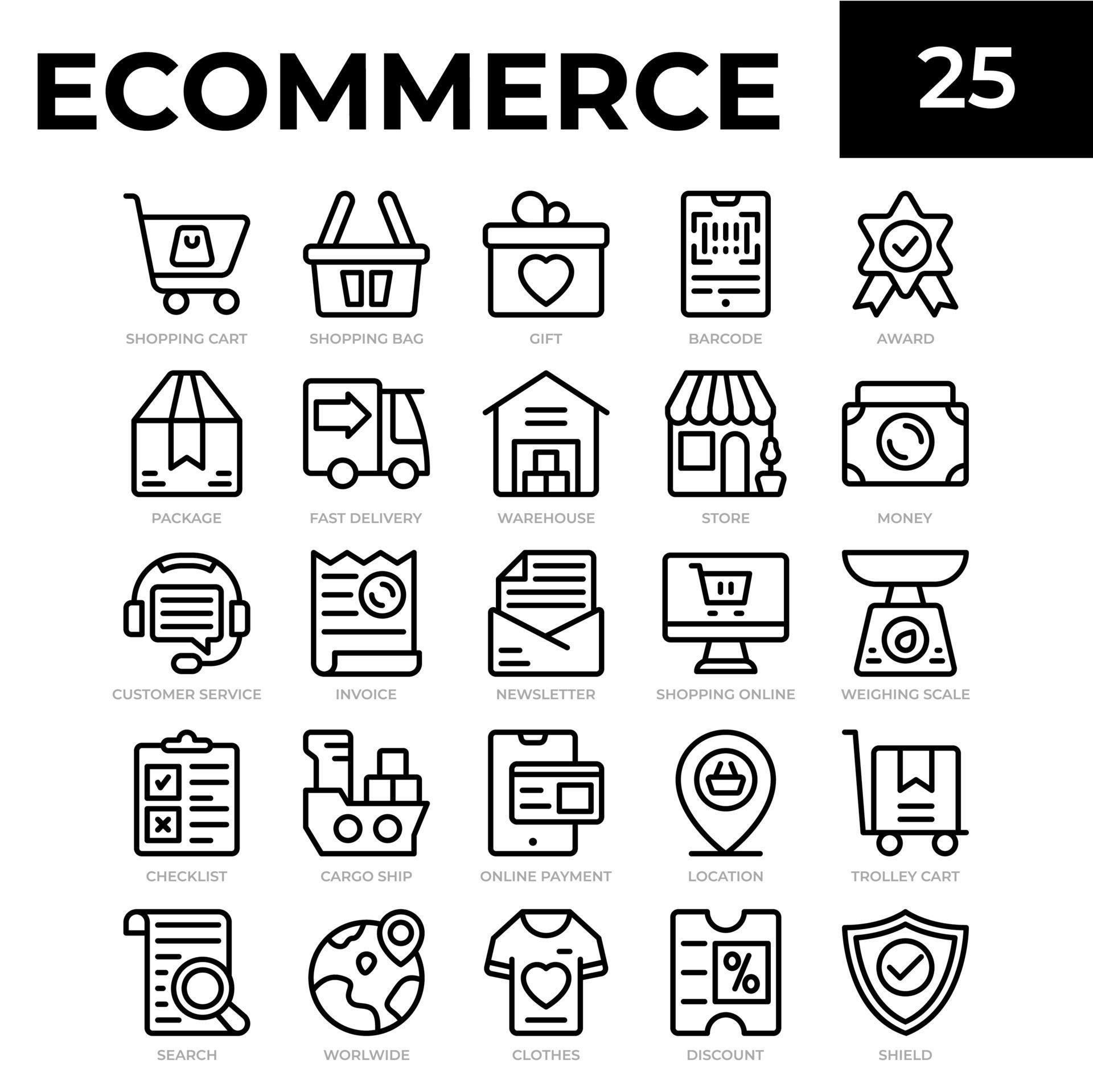 Ecommerce Line Icons 2055780 Vector Art at Vecteezy