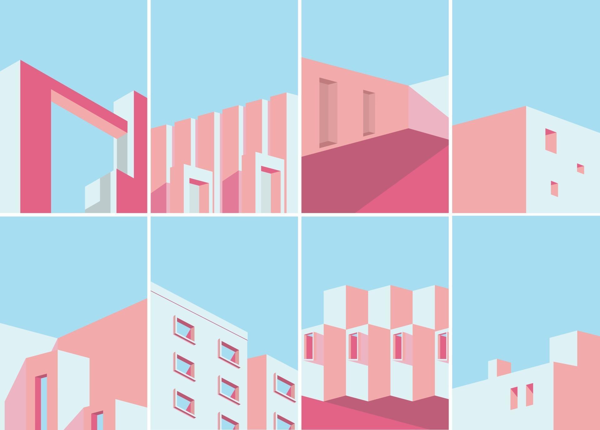 Vector illustration of modern architecture, Minimal architectural ... Vector illustration of modern architecture, Minimal architectural ...