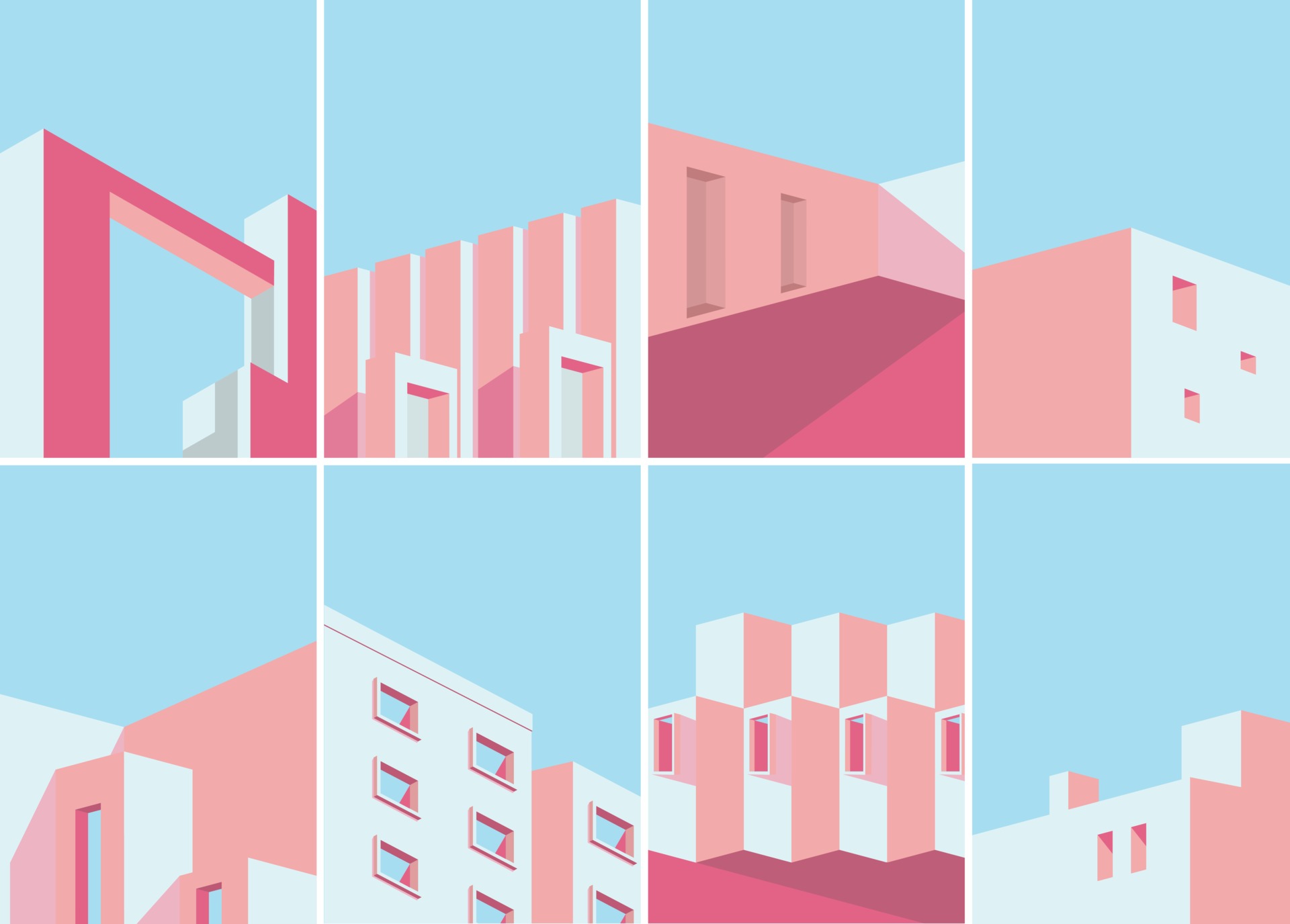 Vector illustration of modern architecture, Minimal architectural ... Vector illustration of modern architecture, Minimal architectural ...