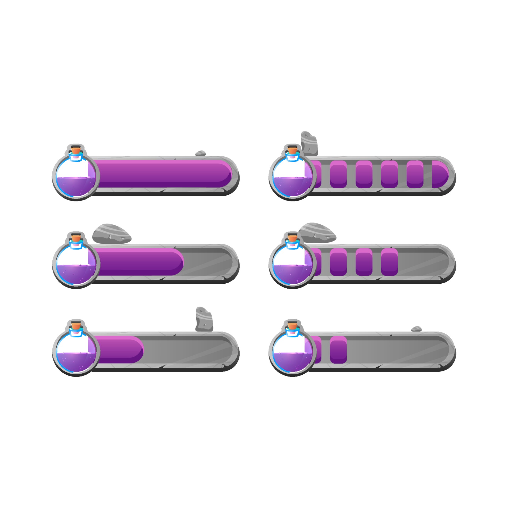 set of game ui stone rock progress bar with 2 style for gui asset ...