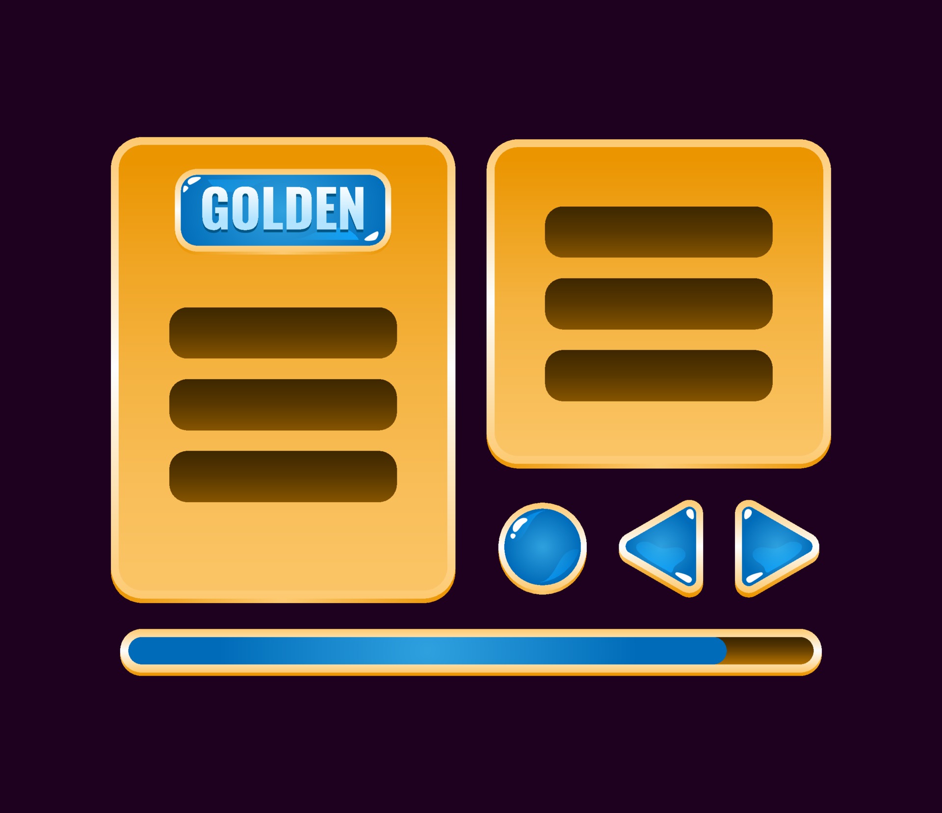 Set Of Golden Jelly Game Ui Board Pop Up For Gui Asset Elements Vector Illustration 2061434