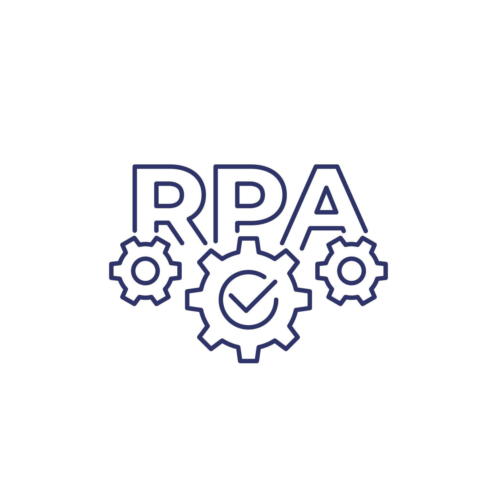 Rpa Robotic Process Automation Vector Line Icon With Gears Eps