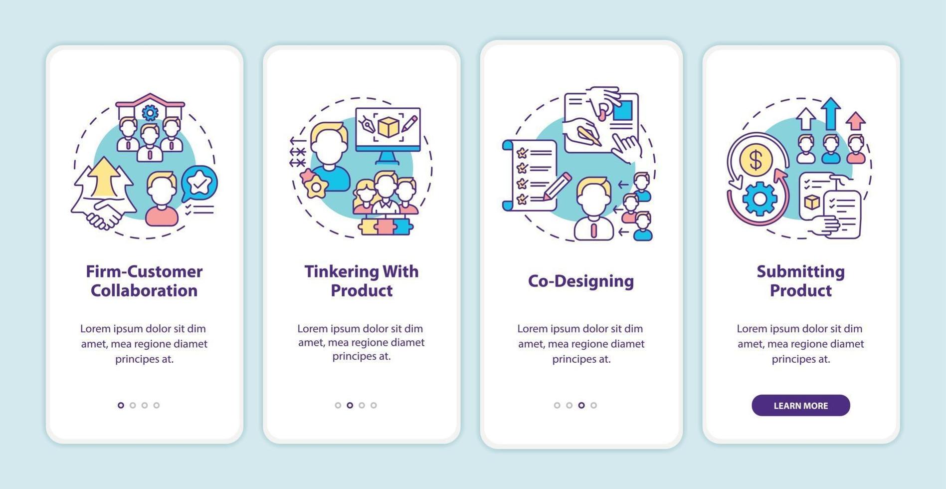 Co Creation Types Onboarding Mobile App Page Screen With Concepts 2061952 Vector Art At Vecteezy