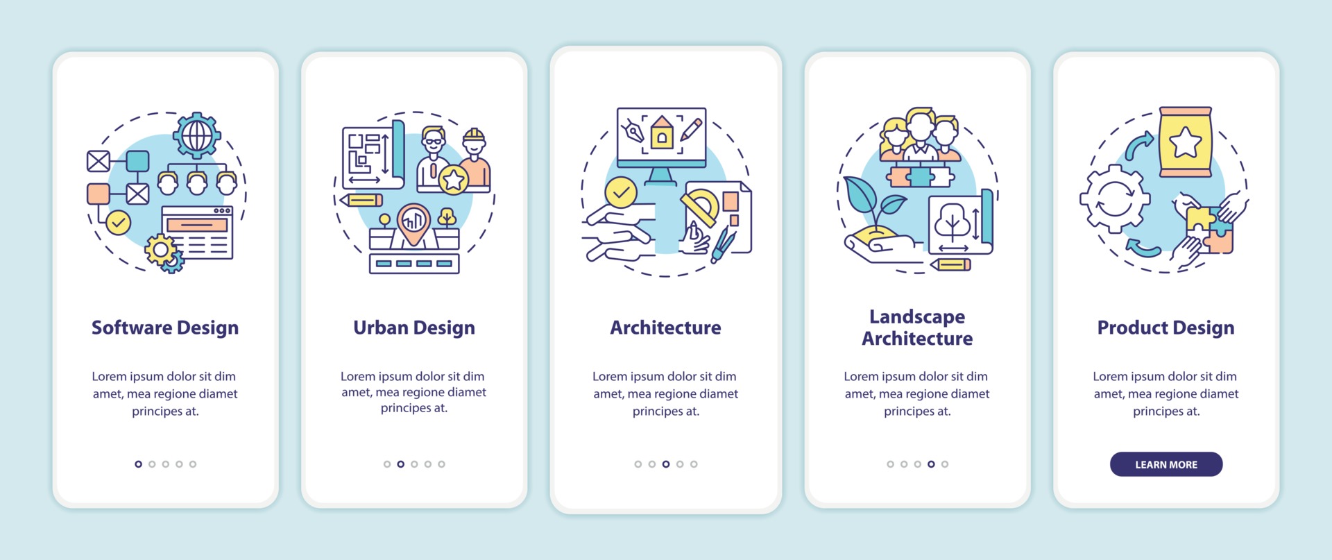 Co Design Application Fields Onboarding Mobile App Page Screen With Concepts 2062023 Vector Art