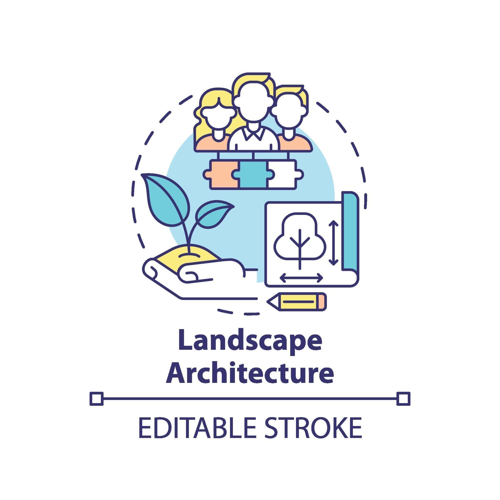 Landscape architecture concept icon 2062024 Vector Art at Vecteezy