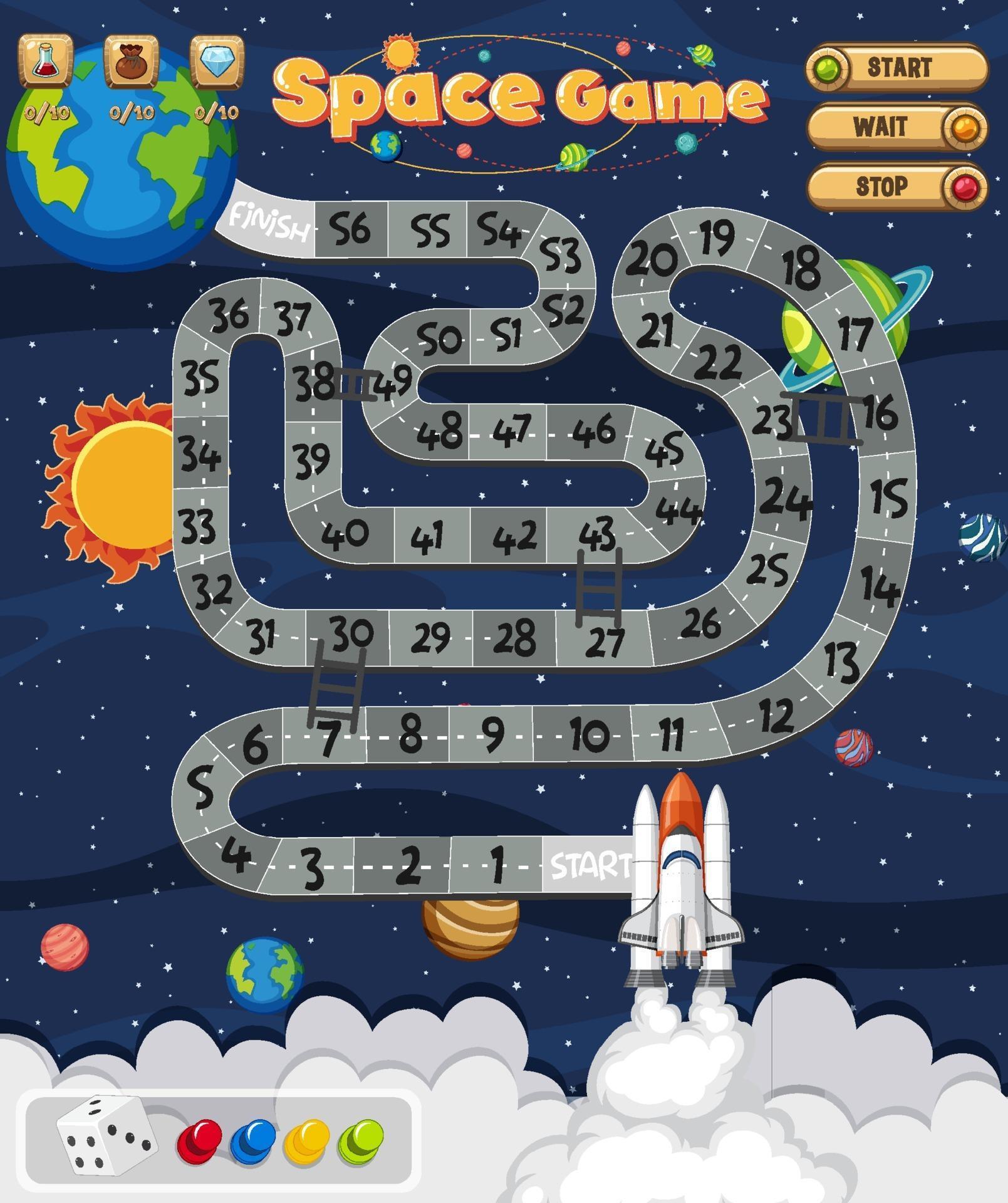 Board Game for kids in outer space style template 2062770 Vector Art at ...