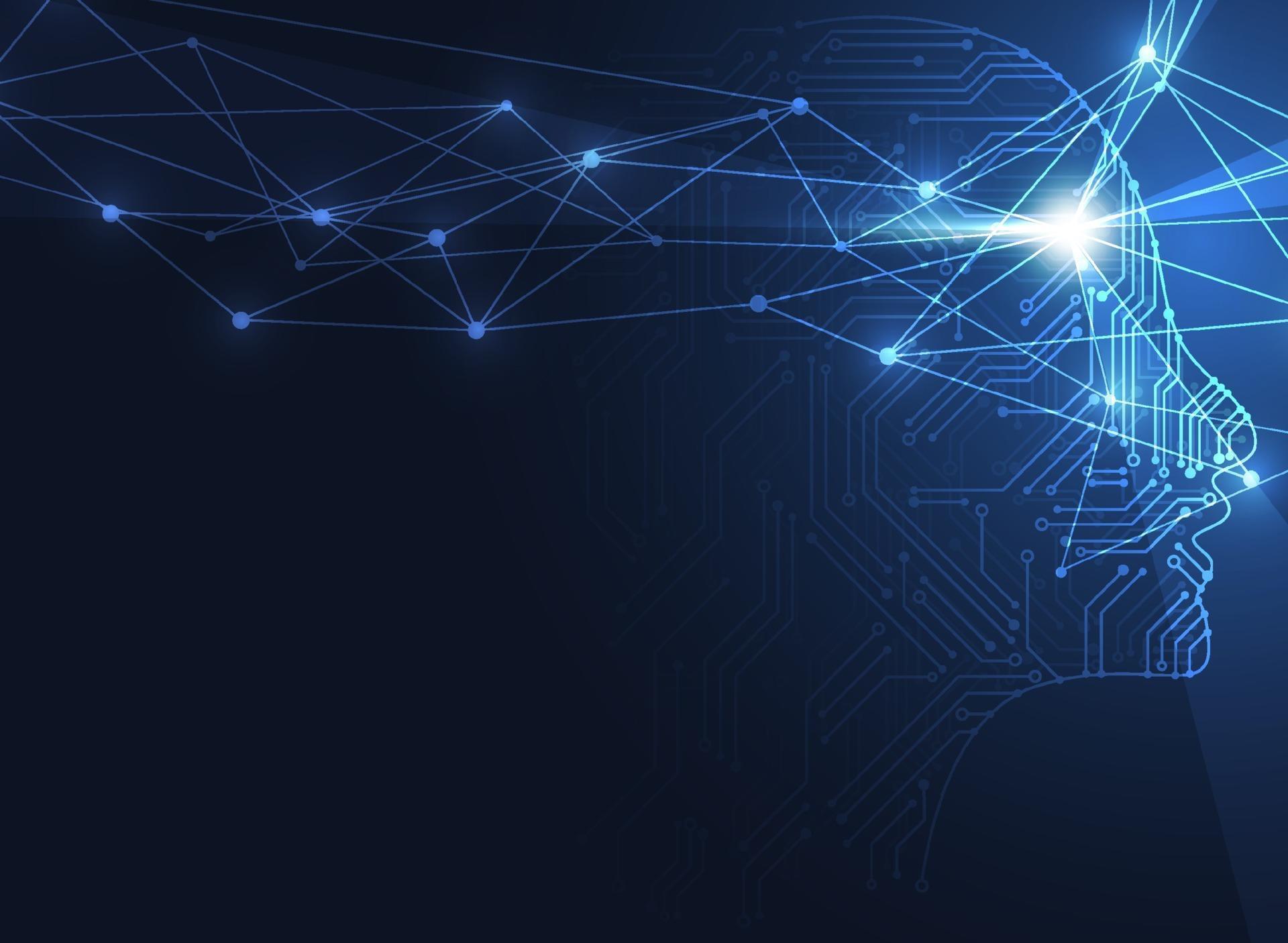 Artificial intelligence. Abstract geometric Human head outline with ...