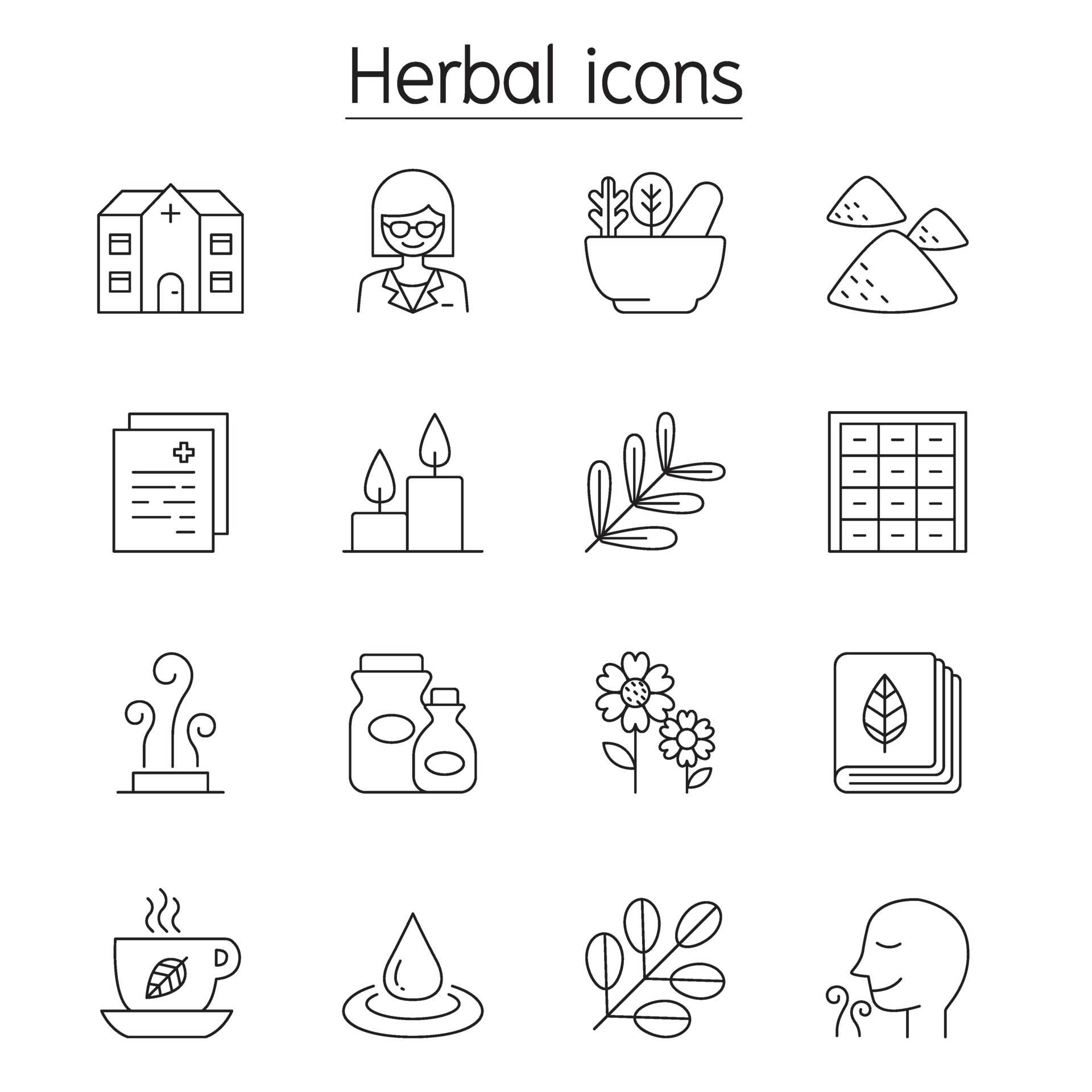 Herbal icons set in thin line style 2067870 Vector Art at Vecteezy