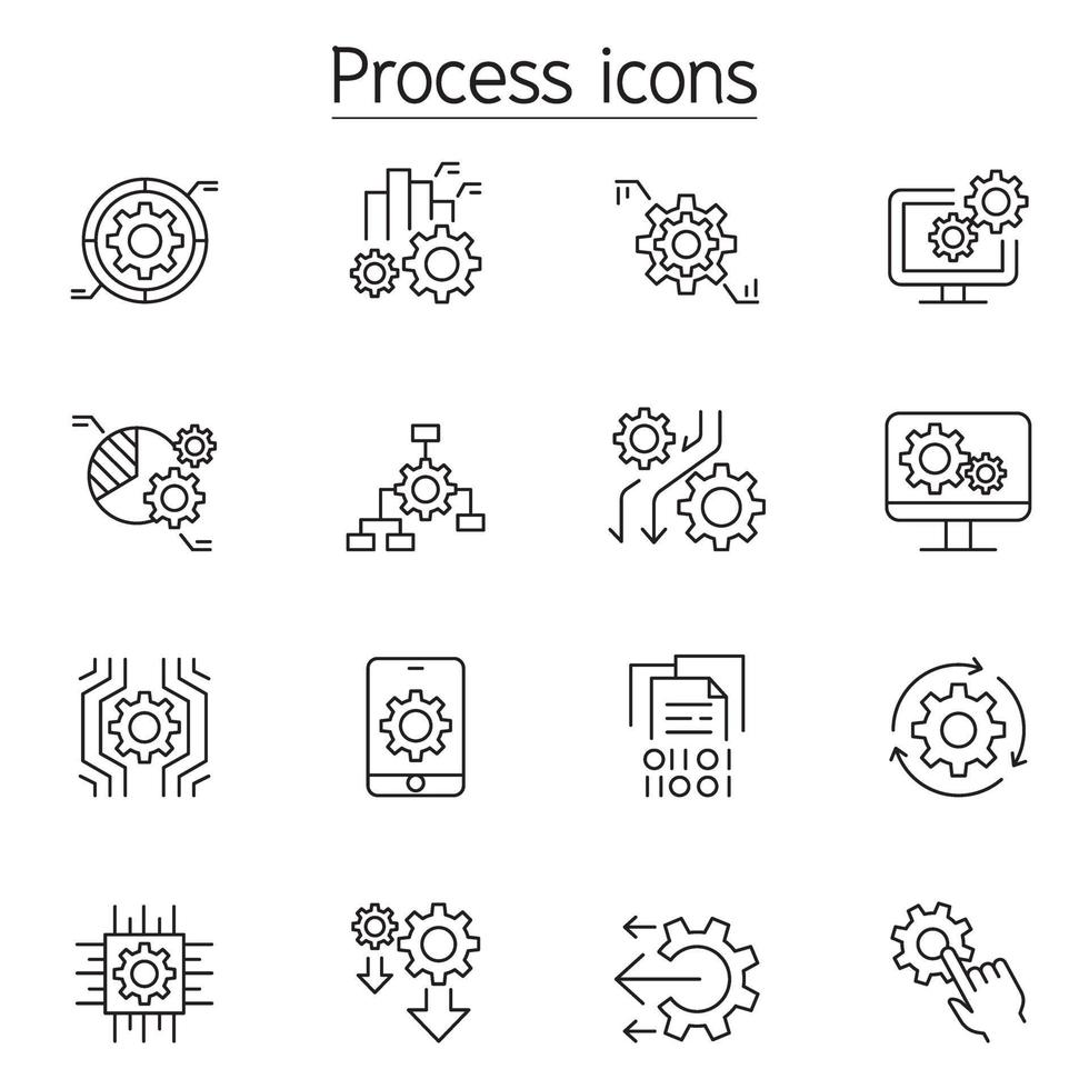 Processing icons set in thin line style 2068010 Vector Art at Vecteezy