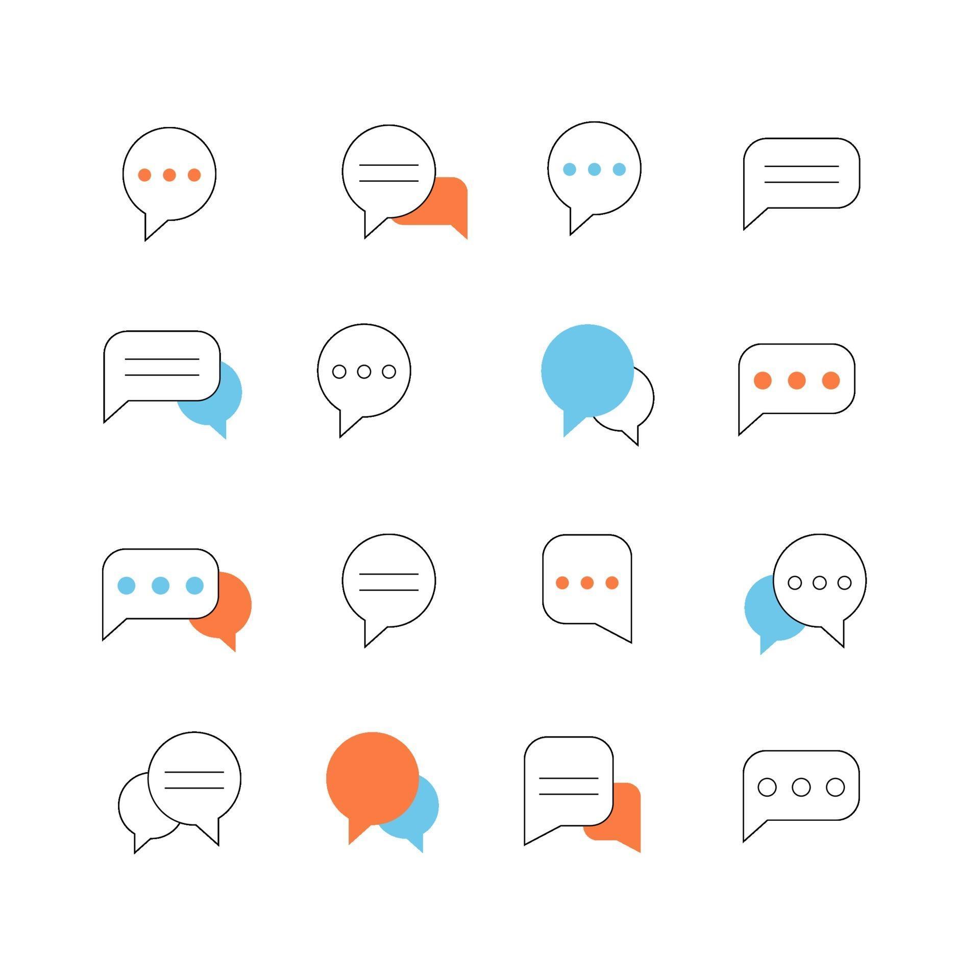 Speech bubbles set. Chat bubbles for web interface in flat style ...