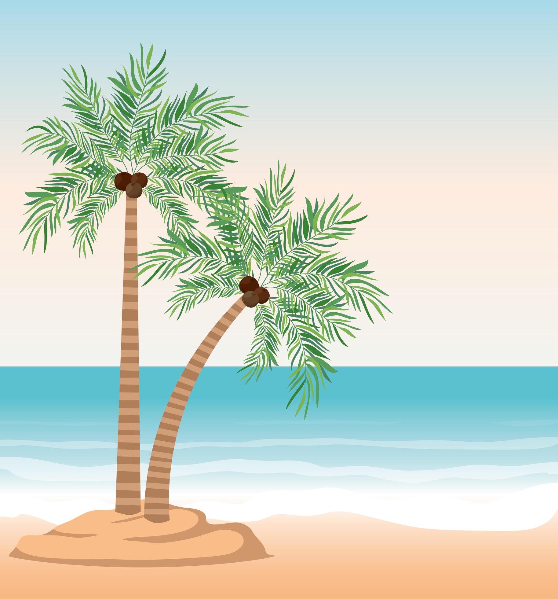 Beach landscape with palm trees 2069101 Vector Art at Vecteezy