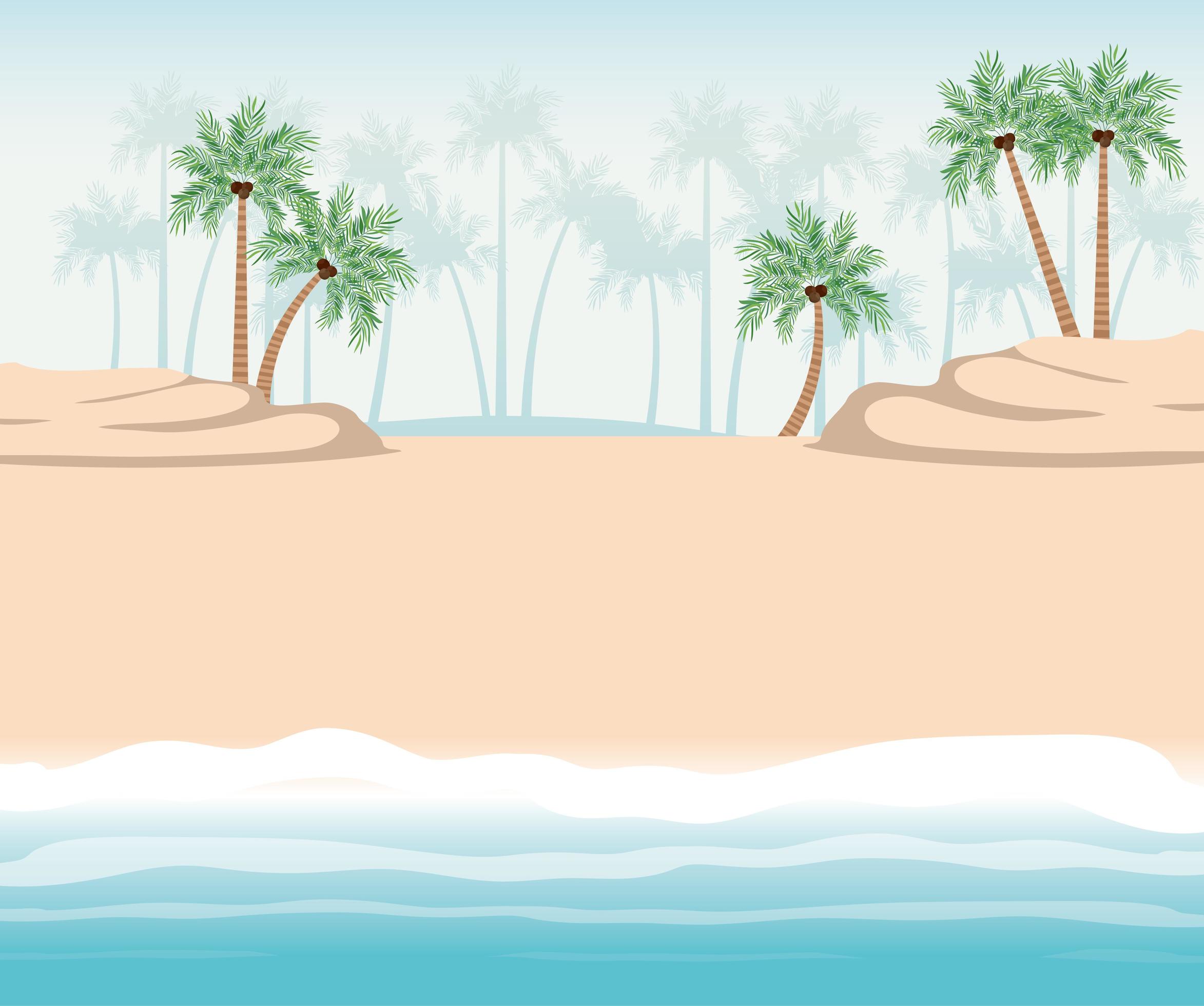 Beach landscape with palm trees 2069227 Vector Art at Vecteezy