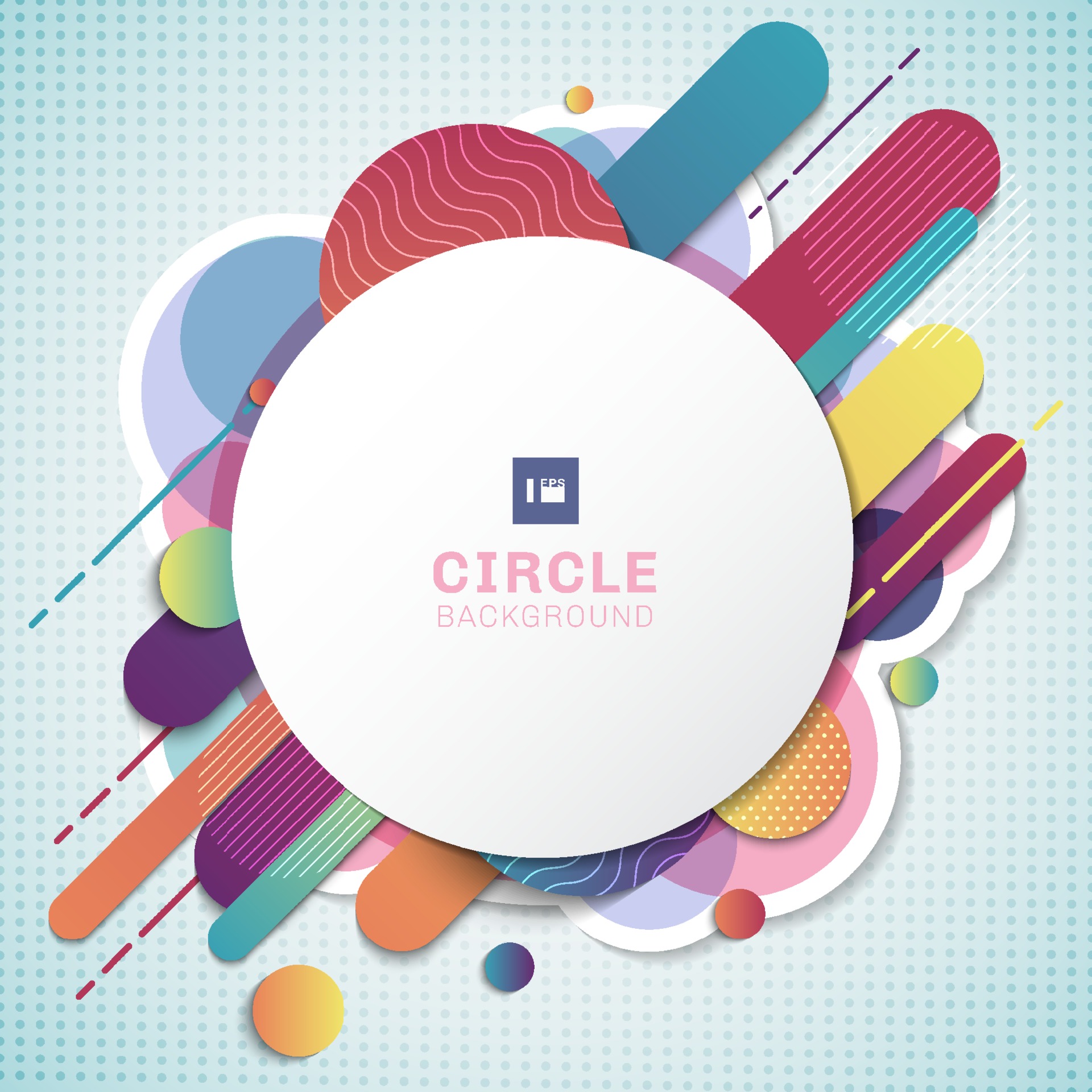 Abstract Colorful Geometric Pattern Composition Rounded Line Shapes Diagonal Transition On White