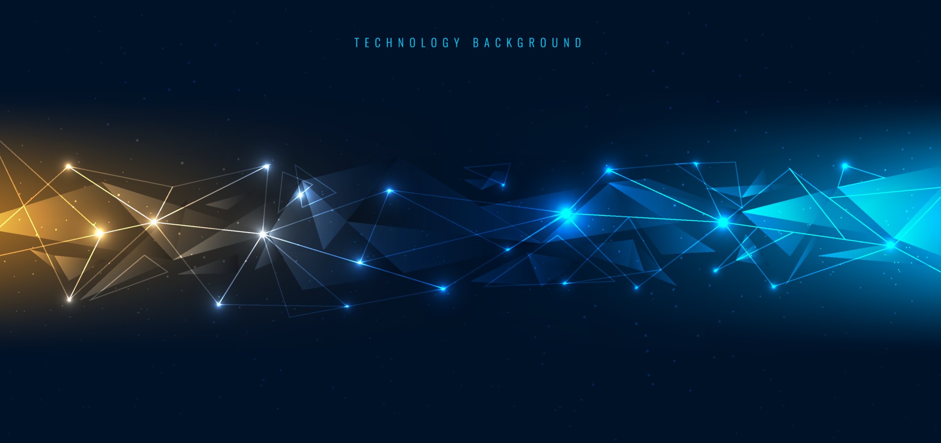 Abstract Connecting Dots And Lines With Geometric Polygons Shape With Lighting On Blue