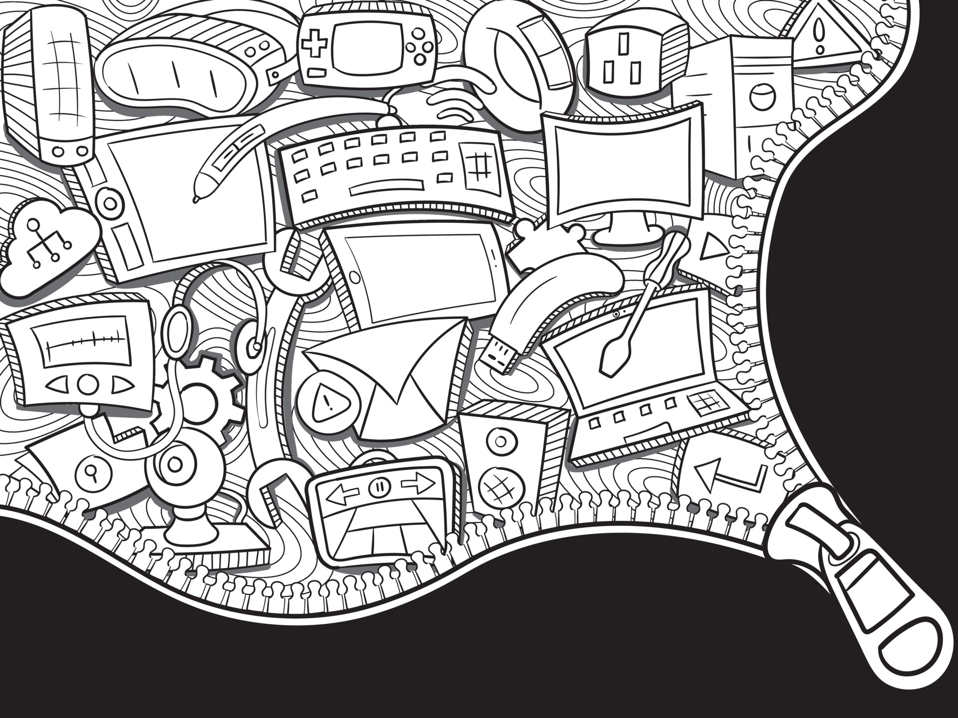 Technology Doodle Wall Art Background 2071699 Vector Art At Vecteezy