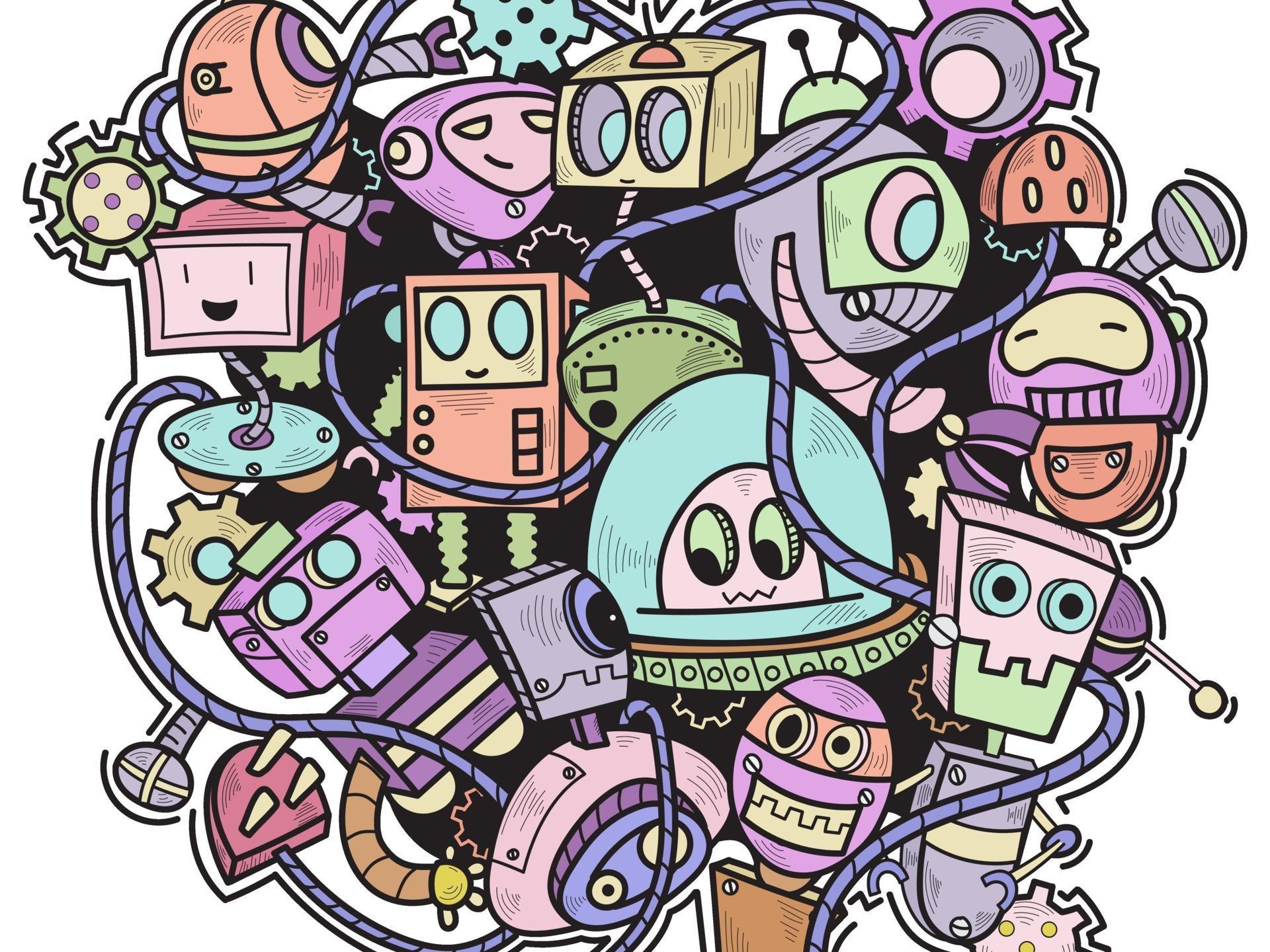 Doodle Robot Pattern Background 2071706 Vector Art at Vecteezy