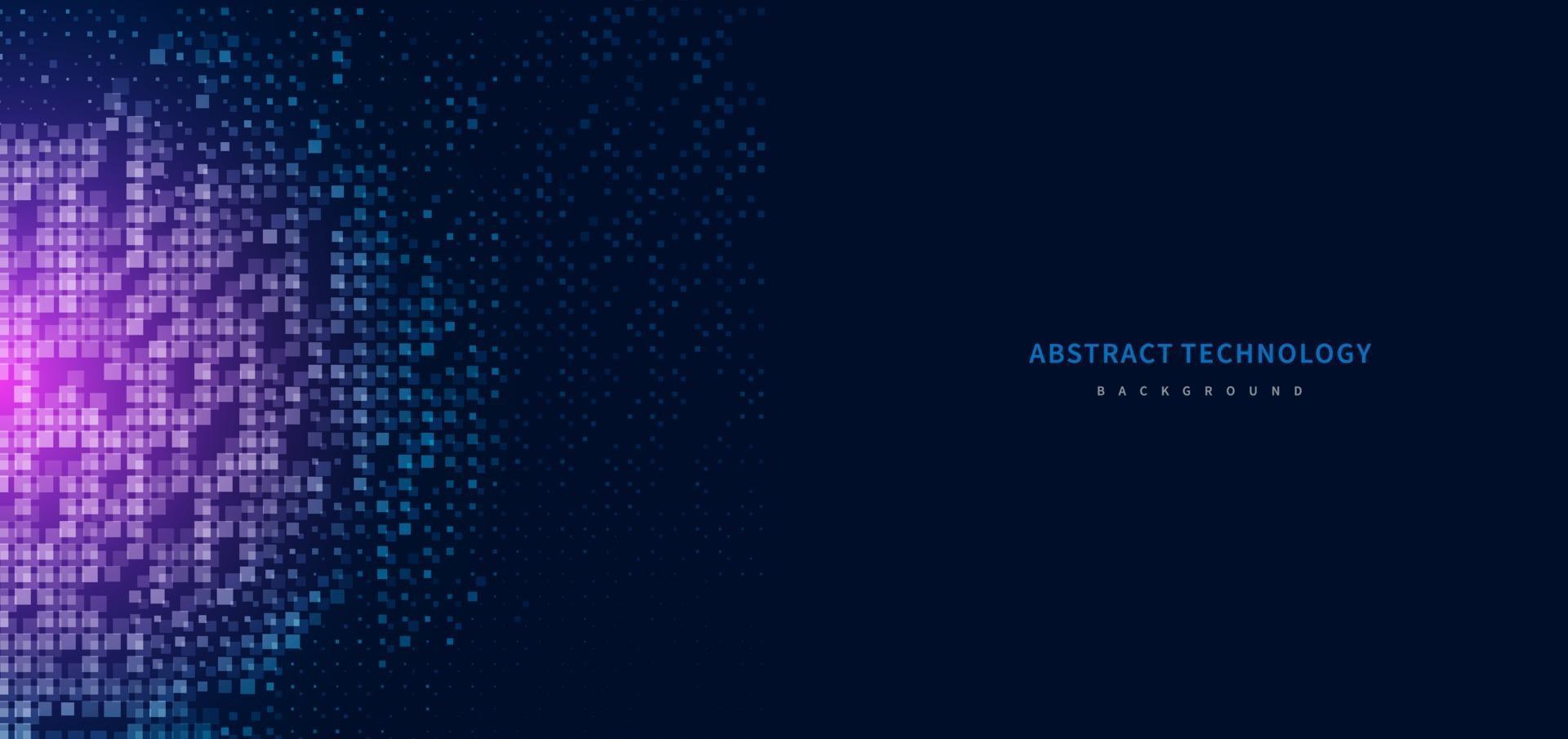 Abstract technology futuristic digital concept square pattern with lighting and glowing particle ...