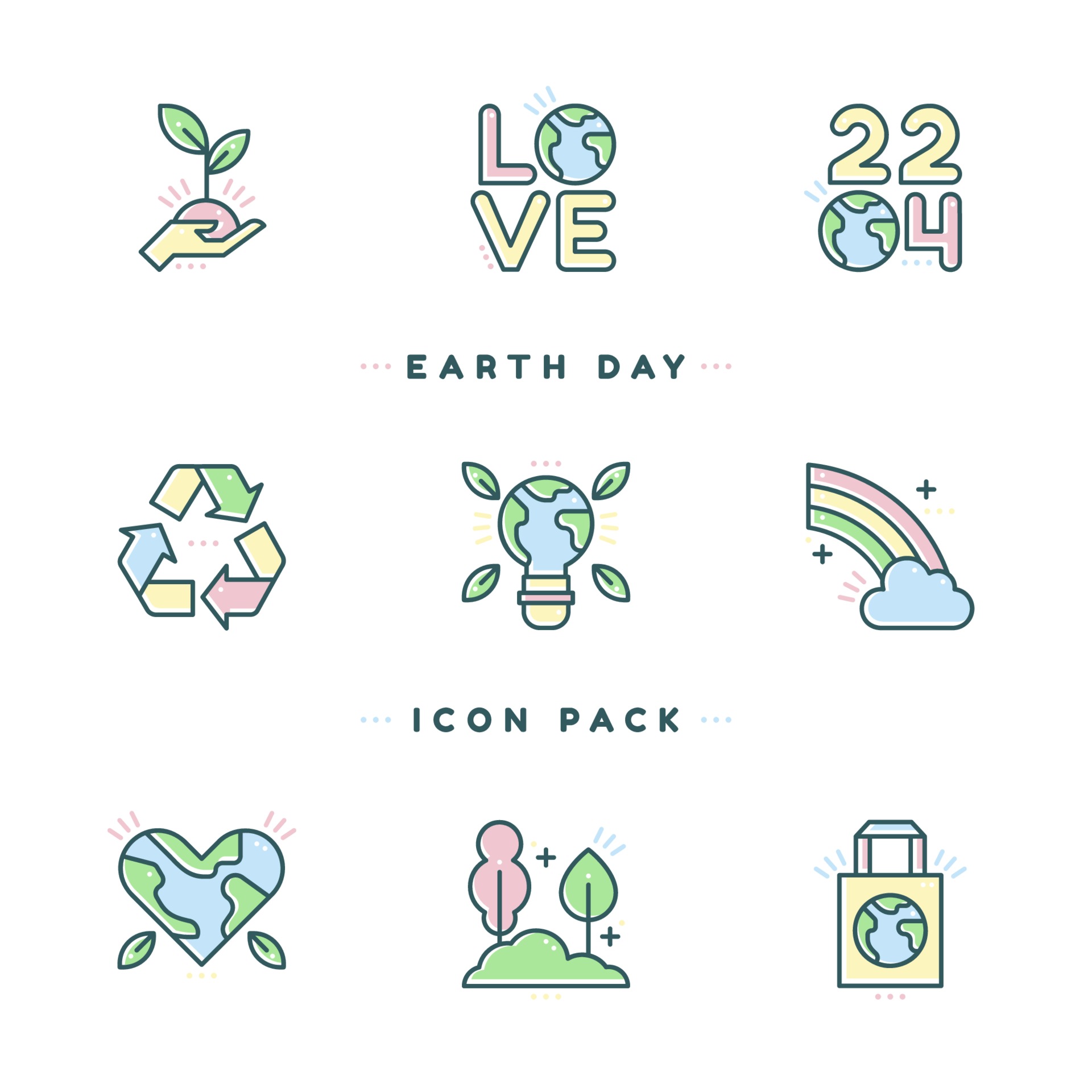 Cute Earth Day Collection Sticker 2072535 Vector Art at Vecteezy