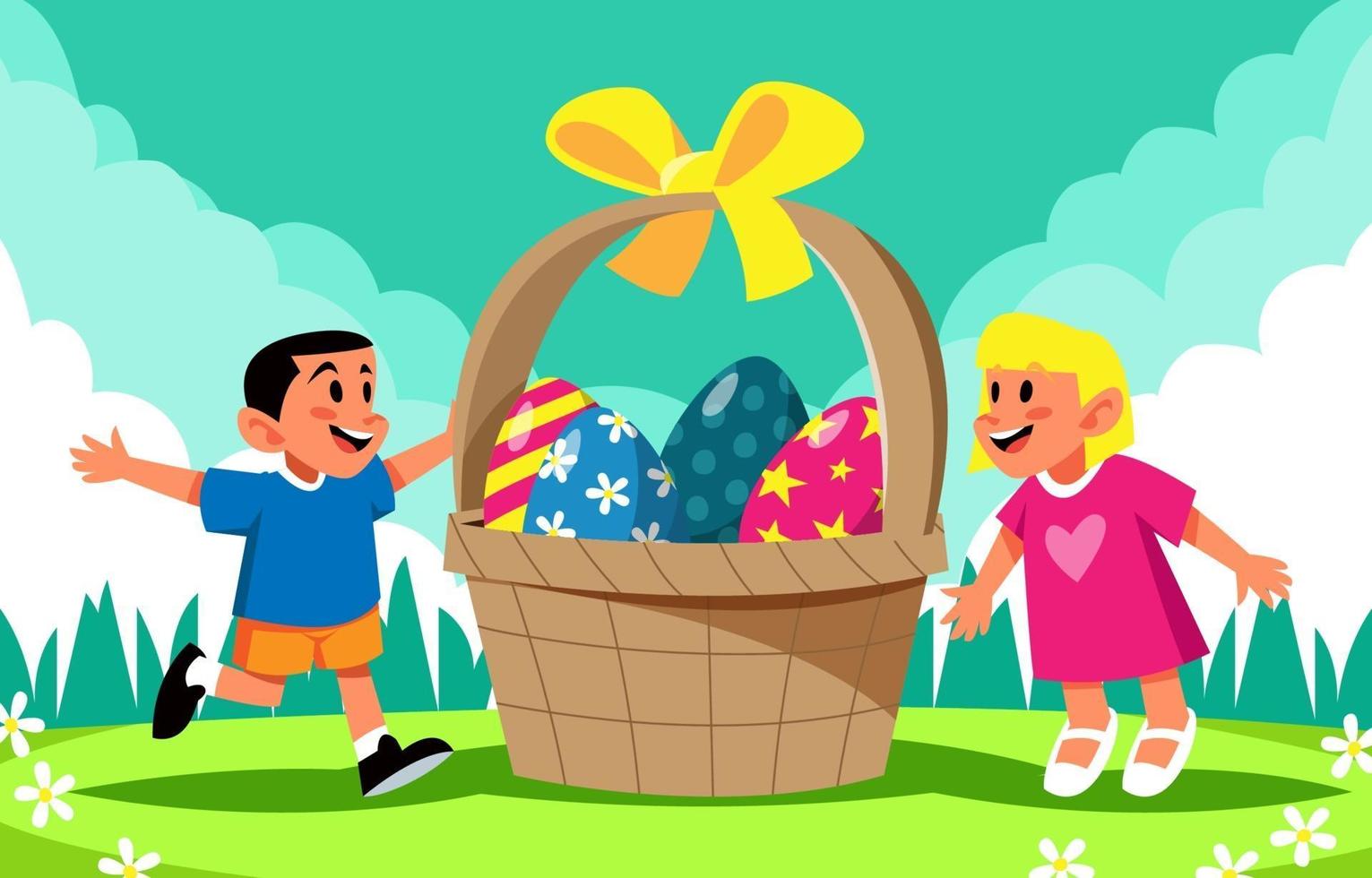 Happy Children Celebrating Easter 2072935 Vector Art at Vecteezy