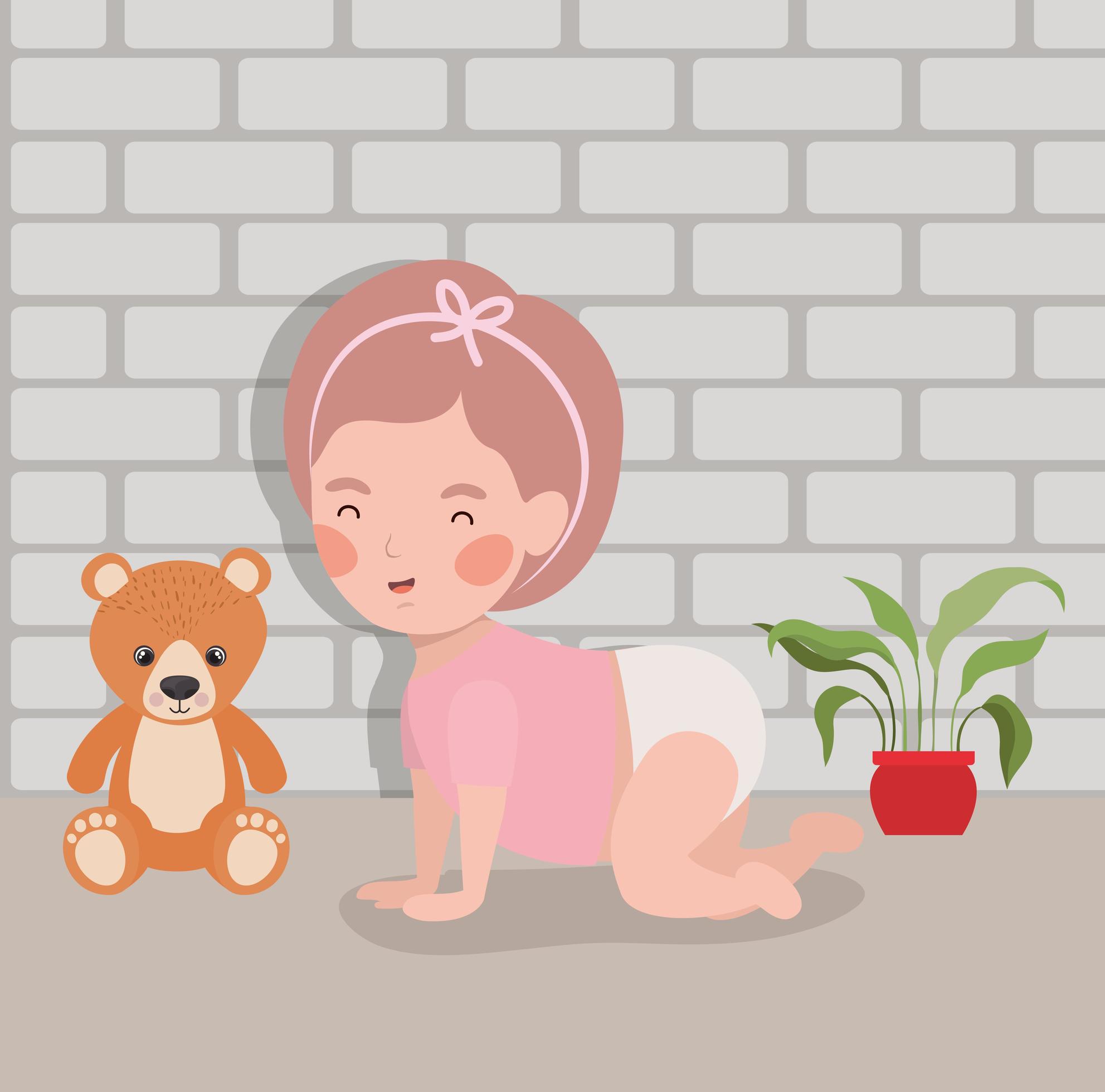 little baby girl crawling character 2074917 Vector Art at Vecteezy