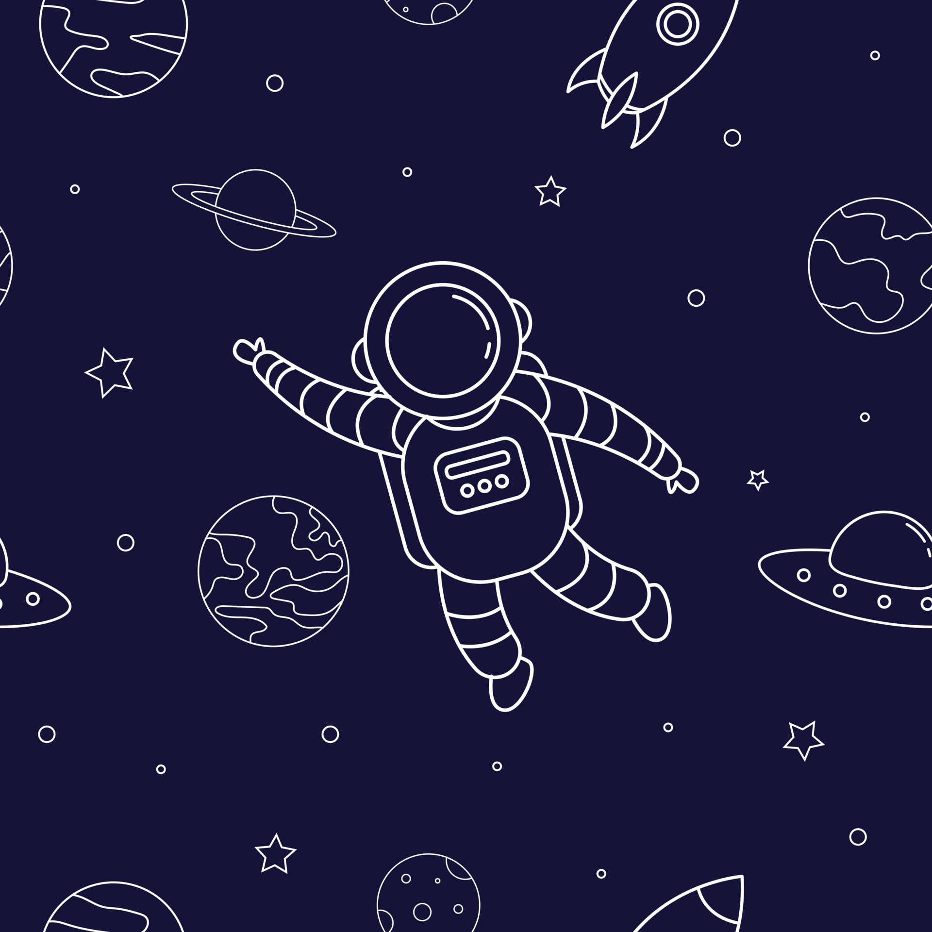 Seamless pattern with astronaut and outer space 2079560 Vector Art at ...