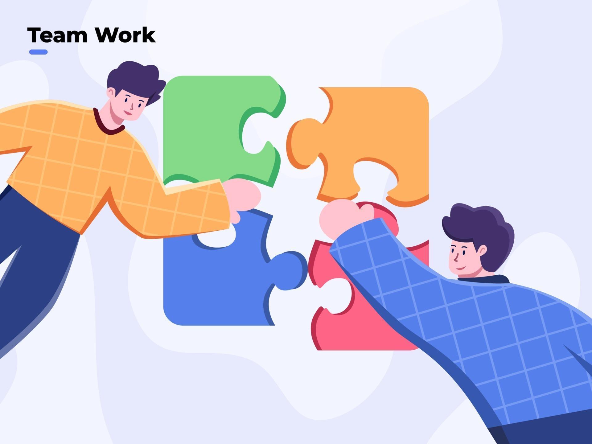 Teamwork and team building flat style vector illustration. Team metaphor. People connecting ...